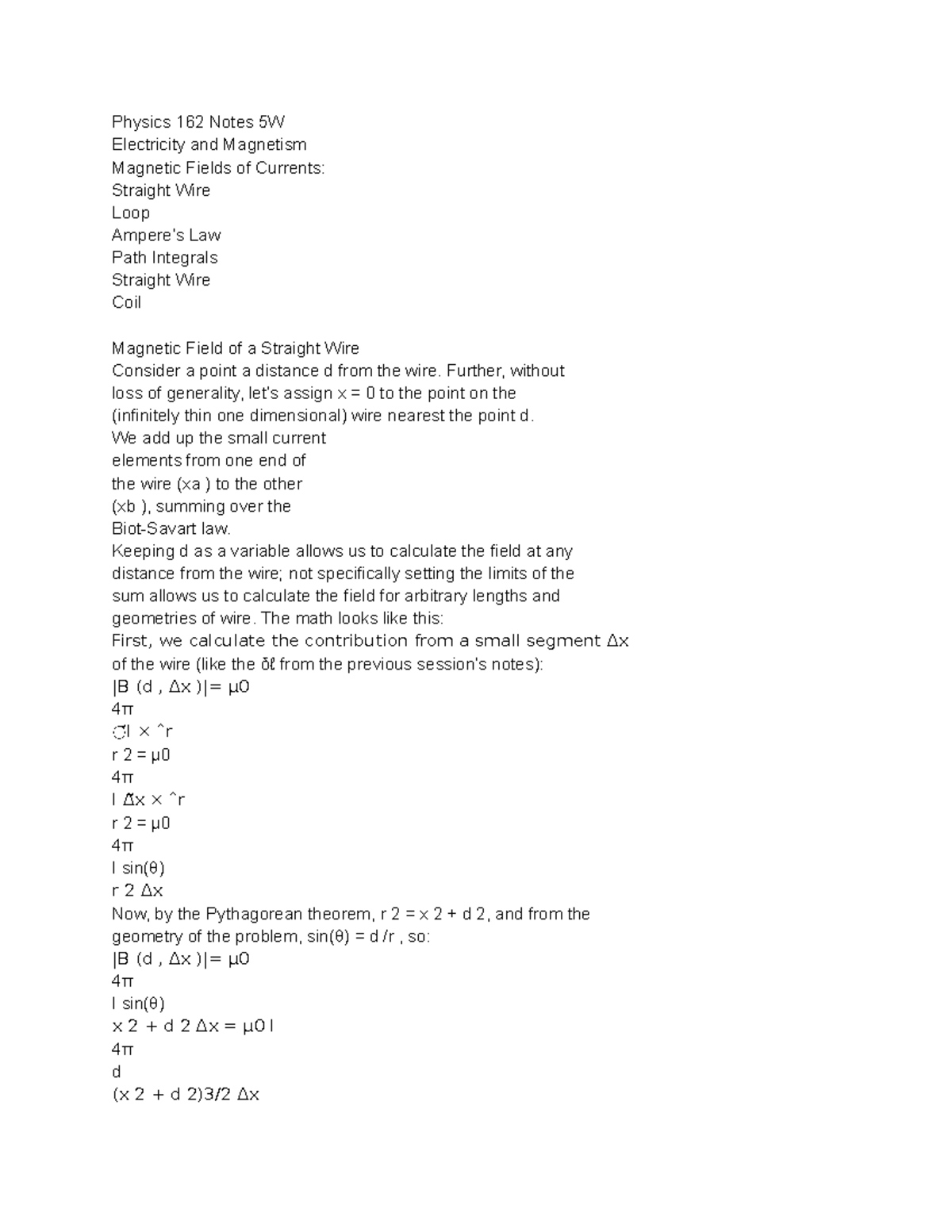 Physics 162 Notes 5W - Further, without loss of generality, let’s ...