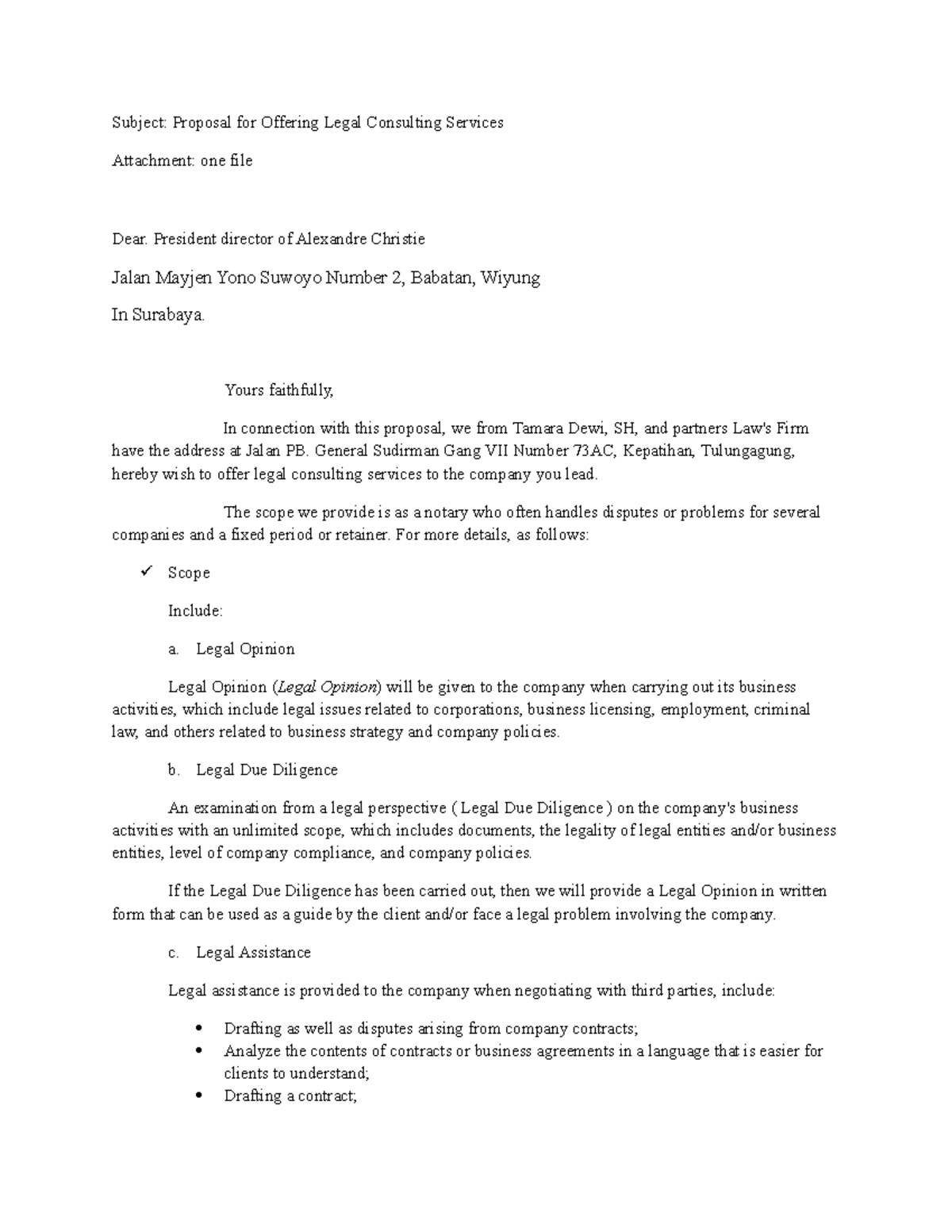 Proposal for Offering Legal Consulting Services (Eng. ver) - Subject ...