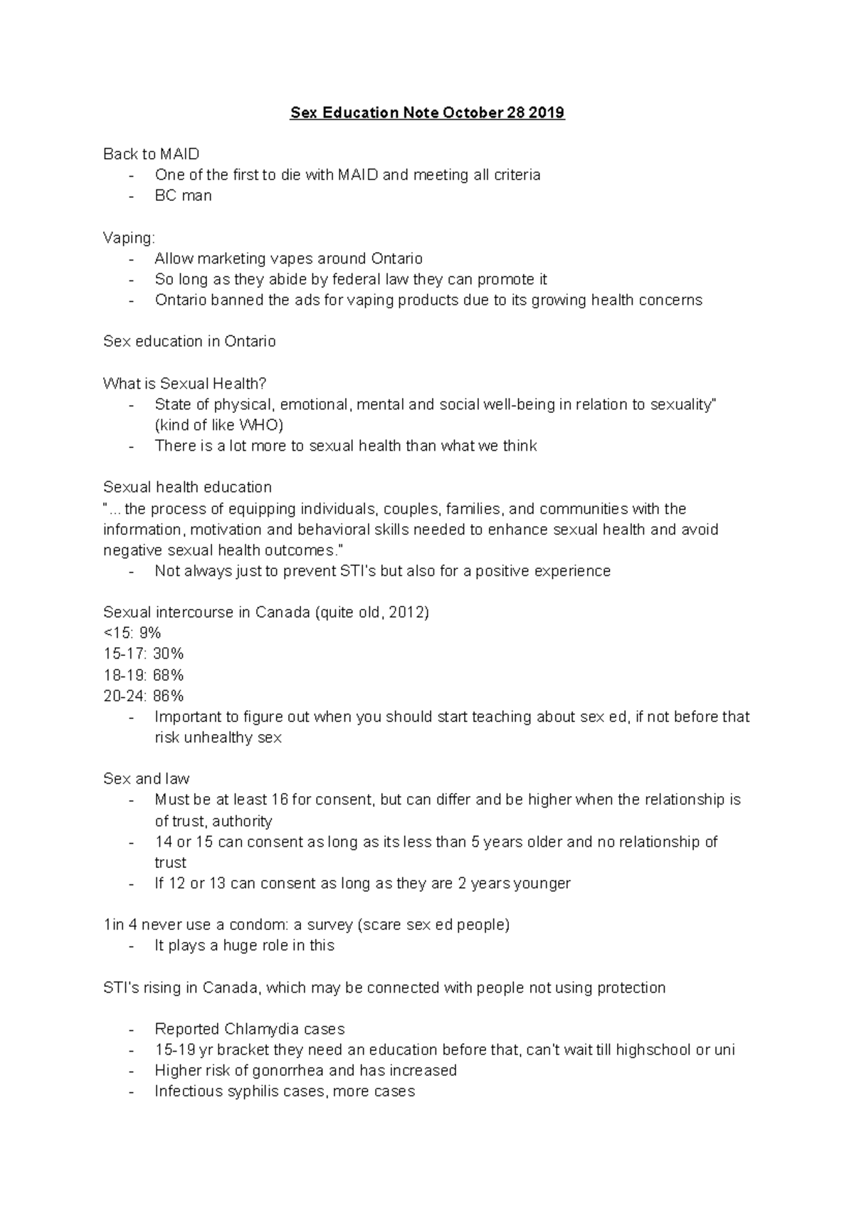 Sex Education Note October 28 2019 - Sex Education Note October 28 2019 ...