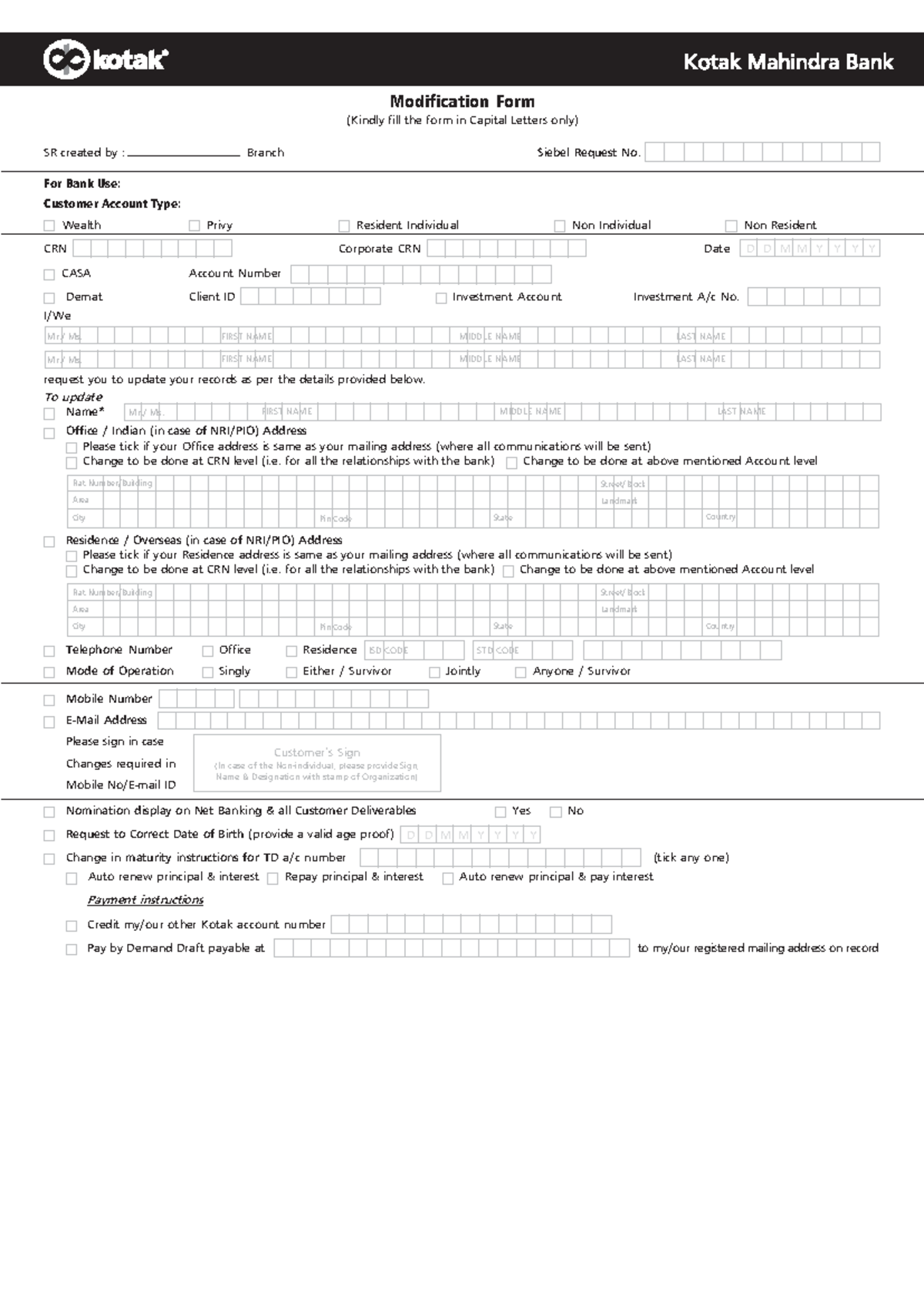 Account Modification Form - Modification Form (Kindly fill the form in ...