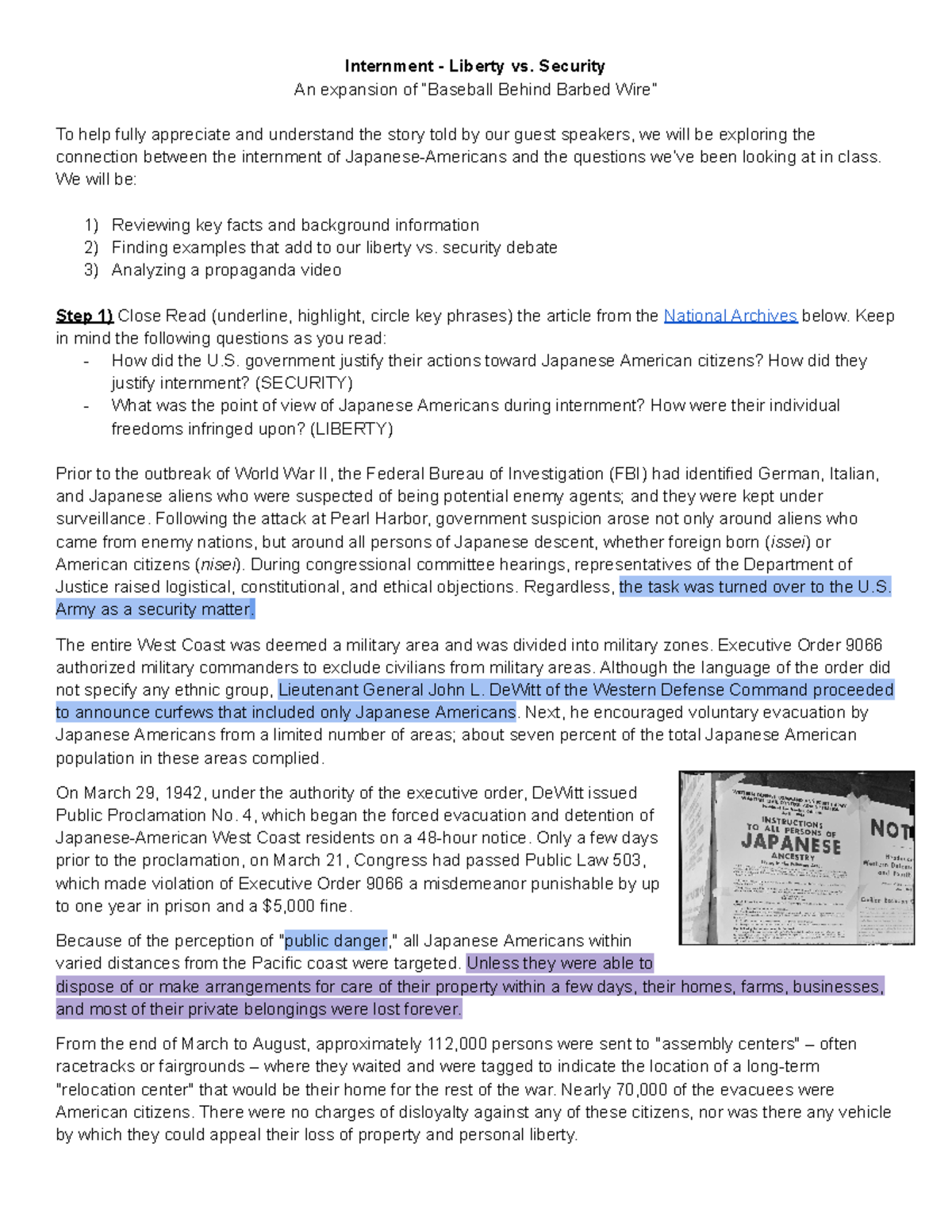 Copy of Internment - Liberty vs. Security - Internment - Liberty vs ...