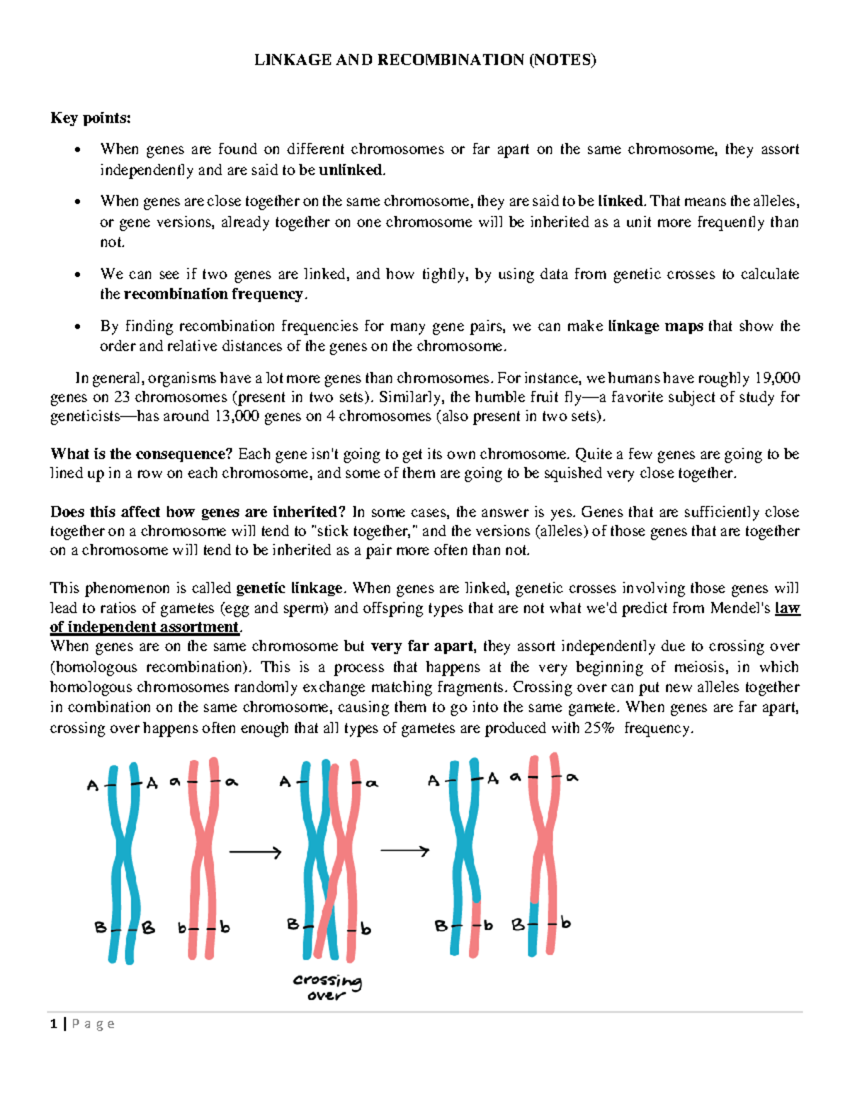 [Template] Linkage AND Recombination ( Notes) - LINKAGE AND ...