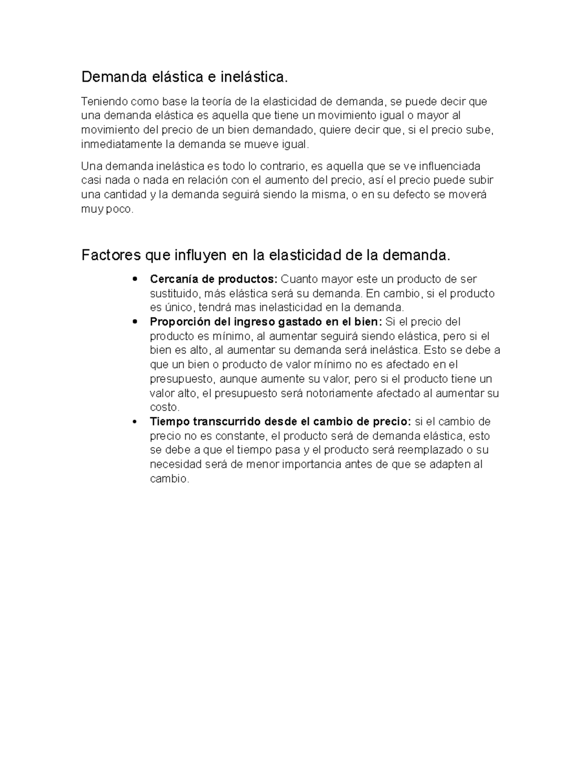 Demanda elástica e inelástica - Teniendo como base la teoría de la ...