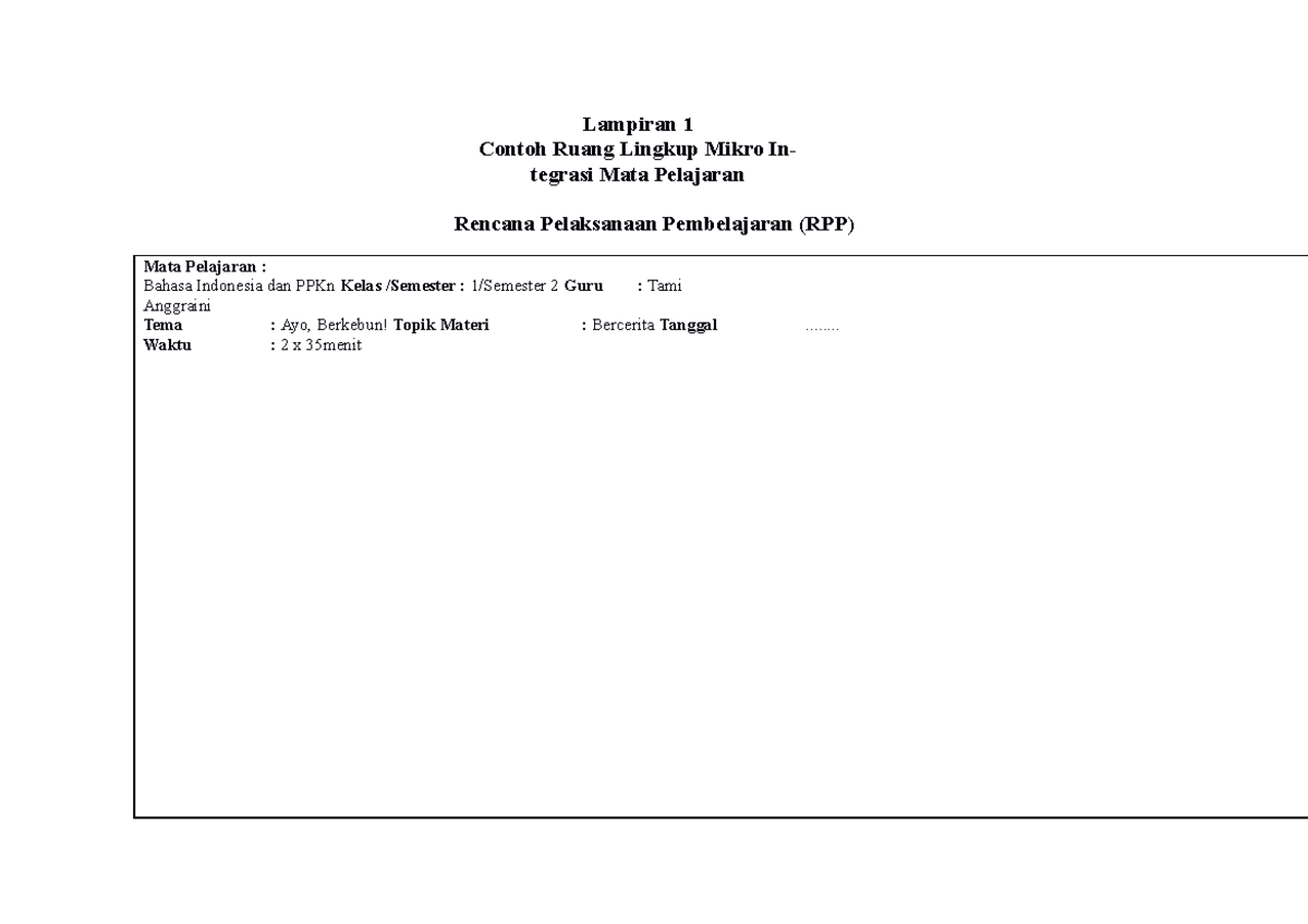 5. Lampiran Contoh SD 2 - DONE - Lampiran 1 Contoh Ruang Lingkup Mikro ...