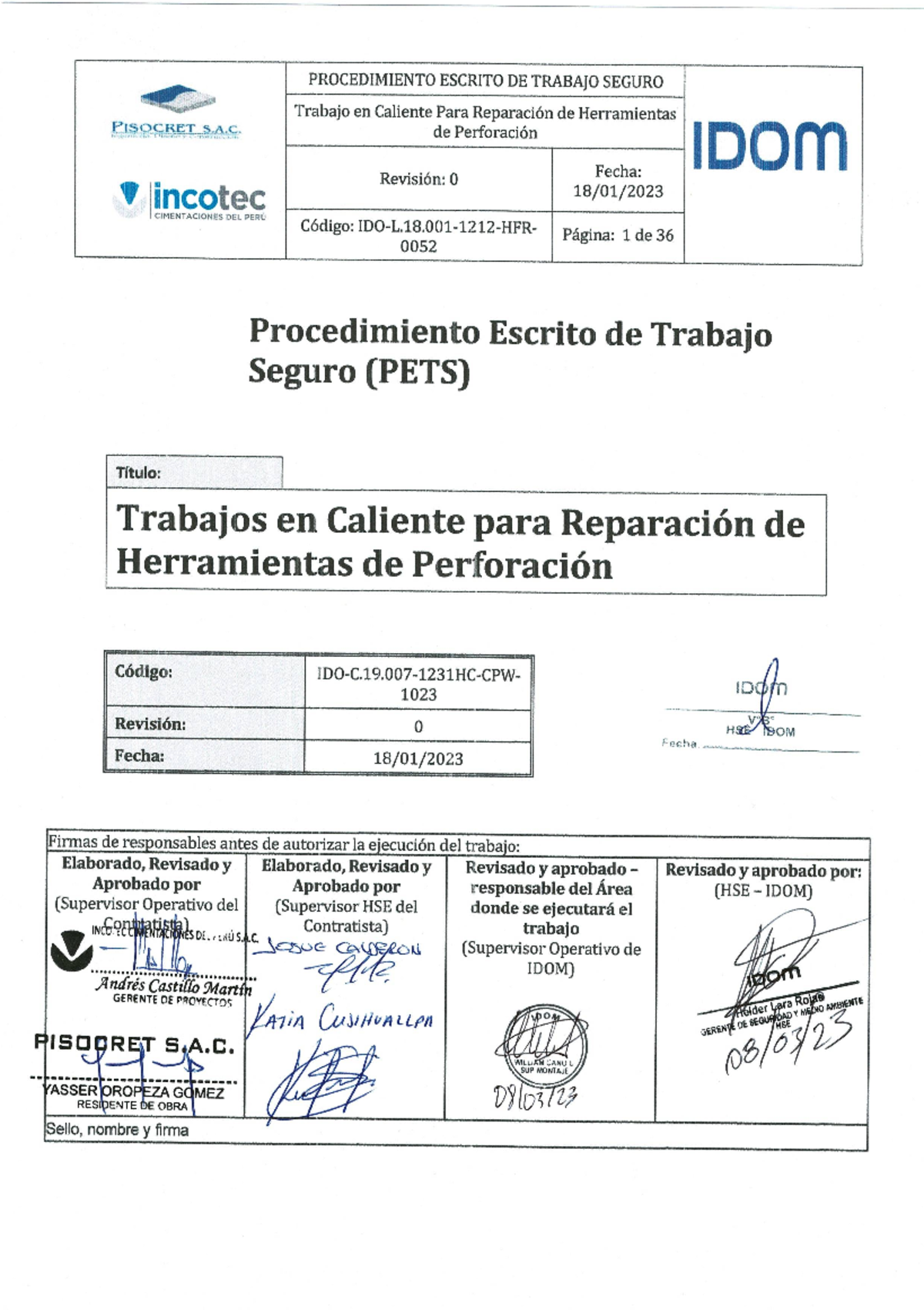 Procedimiento de Trabajos en Caliente - Seguridad y Salud Ocupacional ...