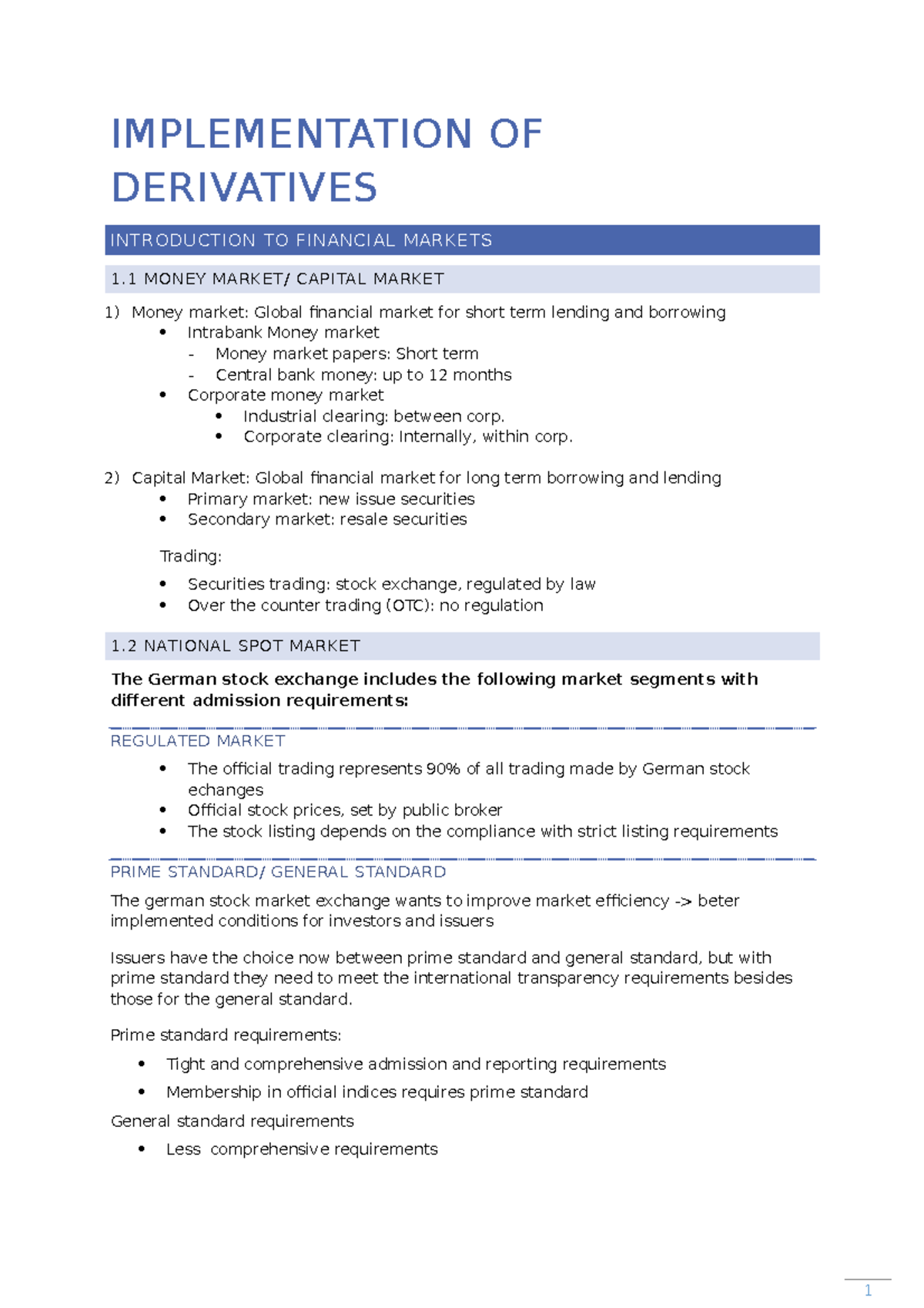 Implementation of derivatives (IBC) summary - IMPLEMENTATION OF ...