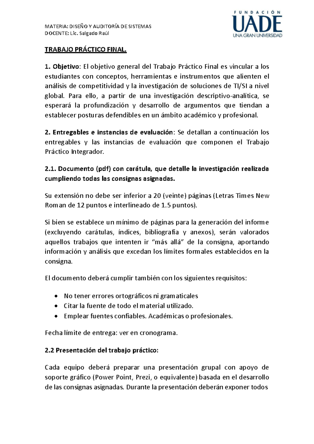 TPO - DASI 2C 2023 - DOCENTE: Lic. Salgado Ra ̇l TRABAJO PR¡CTICO FINAL ...
