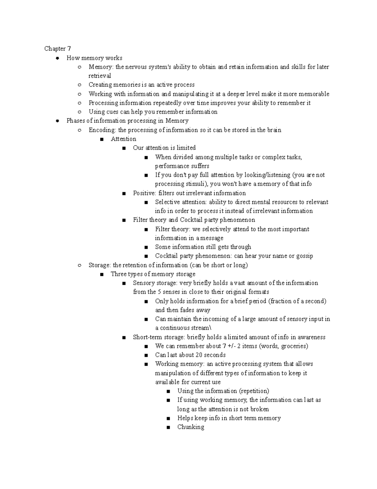 Fundamentals of psych Ch 7 - Chapter 7 How memory works Memory: the ...