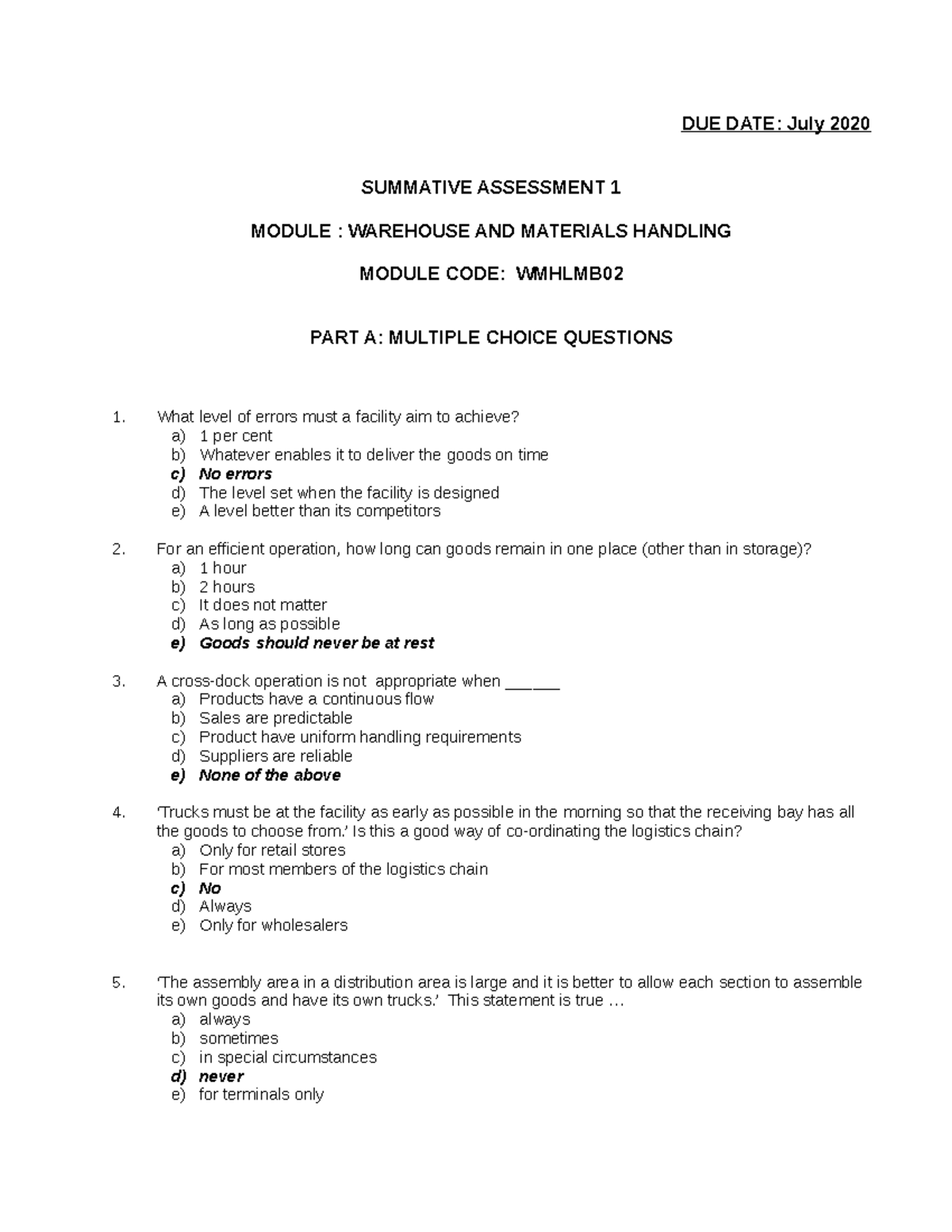 Wmhlmb 2 Summative Assessment 2020 Memo - DUE DATE: July 2020 SUMMATIVE ...