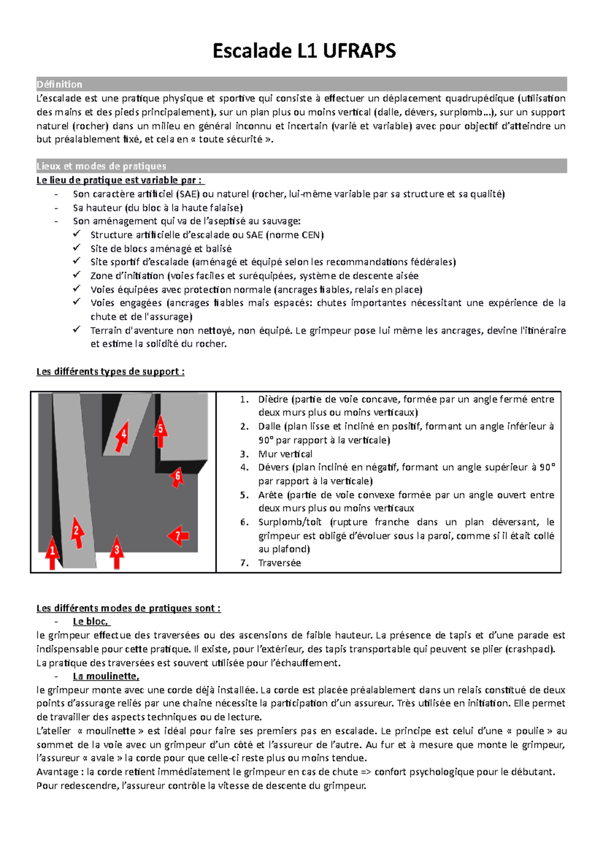 Cours Escalade L1 202021 - Escalade L1 UFRAPS Définition L’escalade est ...