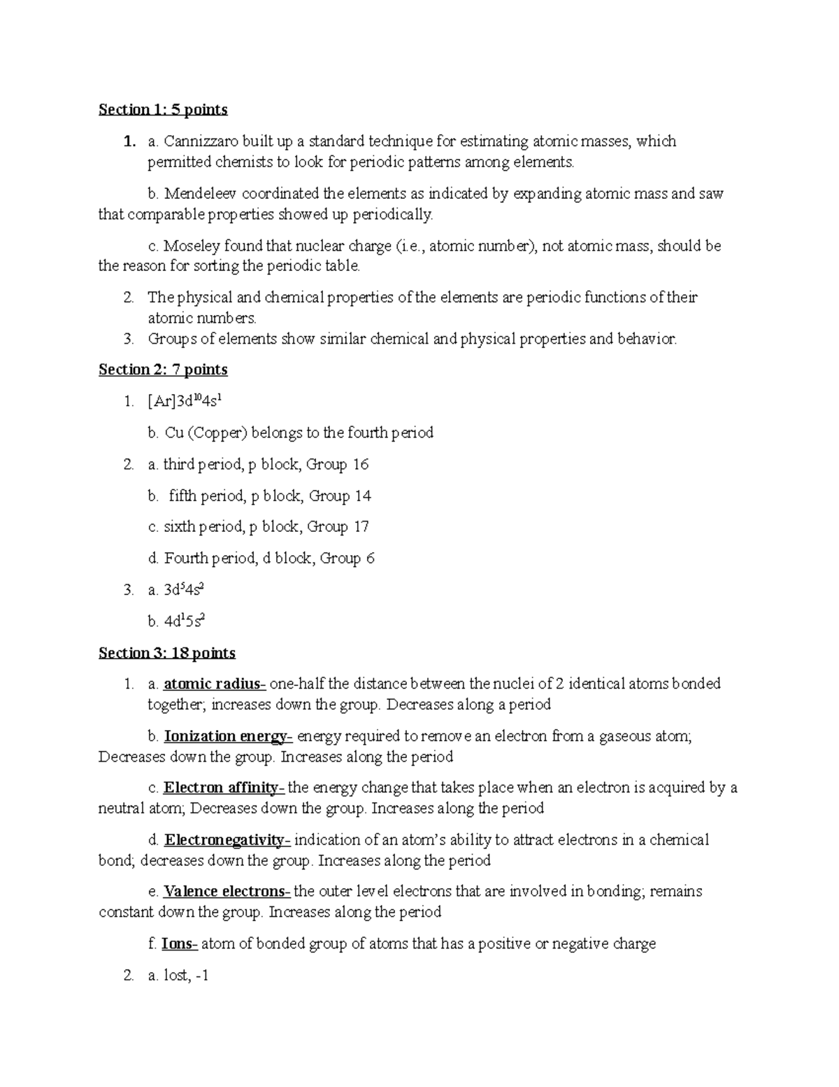 Chapter 5 Homework - Assignment includes identifying elements given ...