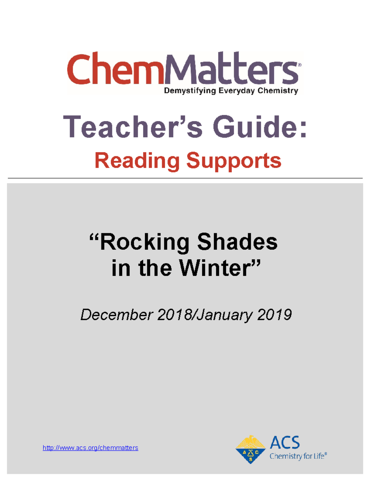 2 Shades TG Reading Supports - Teacher’s Guide: “Rocking Shades in the ...