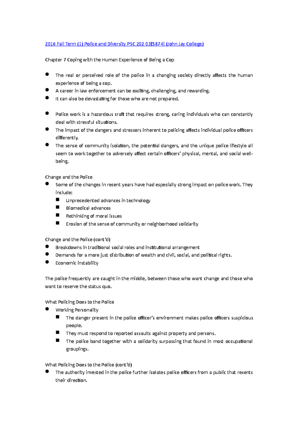 PSC 202 L7 - professor James Mulvaney - 2016 Fall Term (1) Police and ...