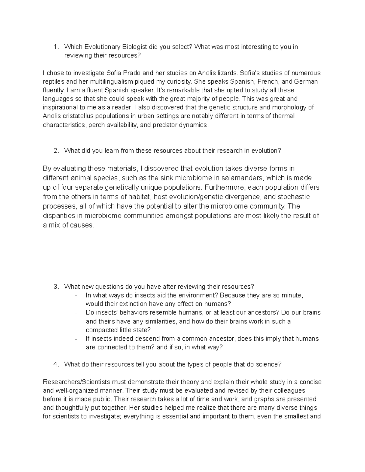 Bio (002) Journal - Basic questions - 1. Which Evolutionary Biologist ...