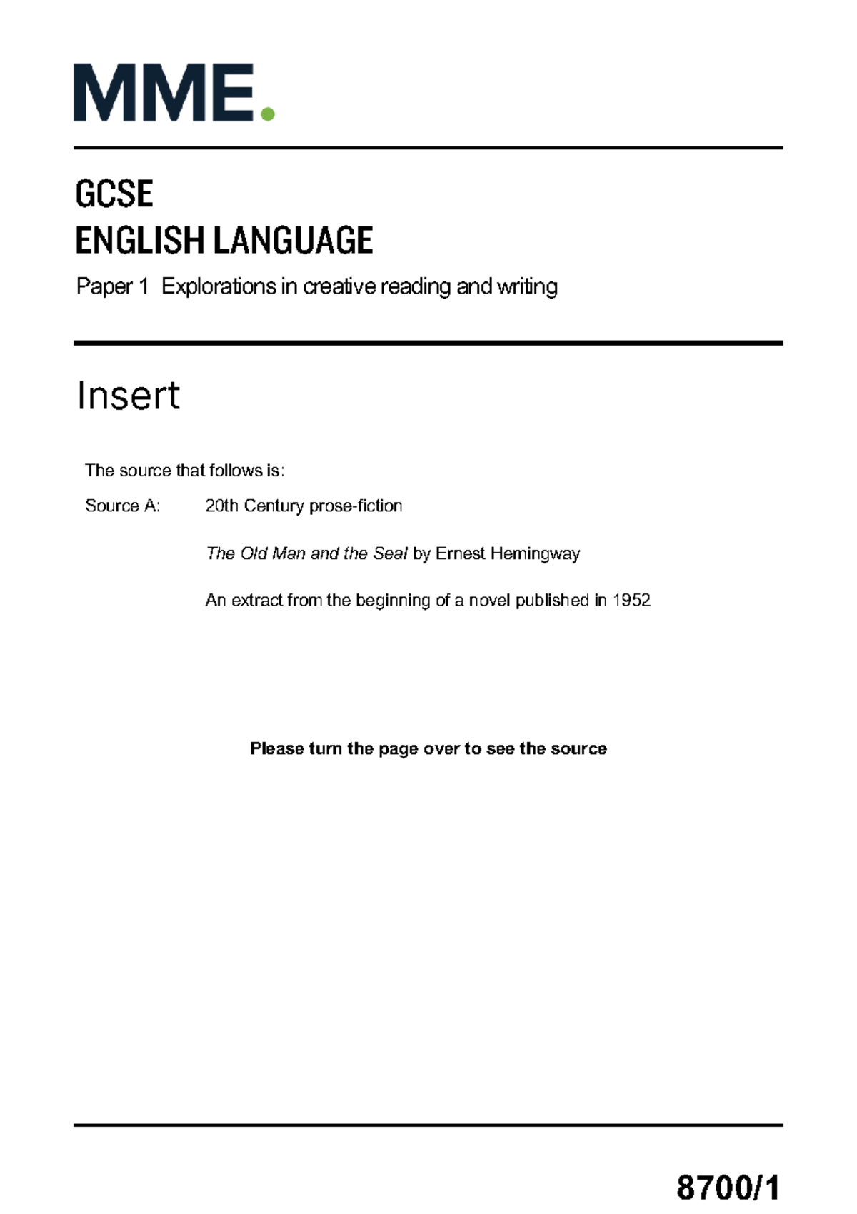 Source Nov 2022 Paper 1 - GCSE ENGLISH LANGUAGE Paper 1 Explorations in ...