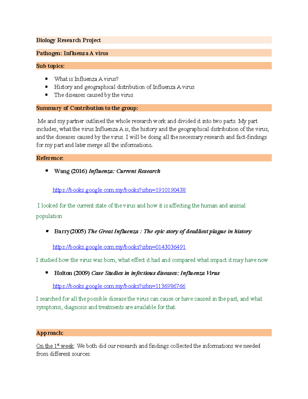 MUFY Biology Research Project Influenza A - Biology Research Project ...