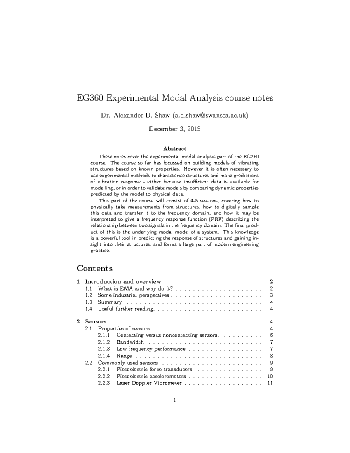 Experimental Modal Analysis - Alexander D. Shaw (a.d@swansea.ac ...