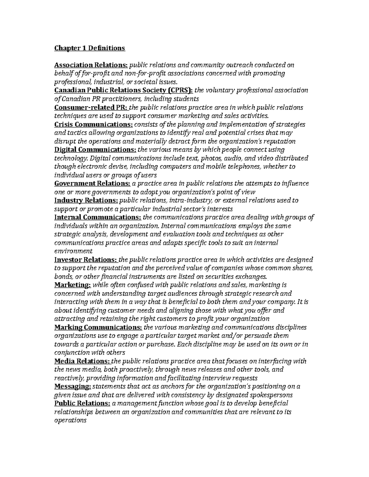 Chapter 1 Definitions - Chapter 1 Definitions Association Relations ...