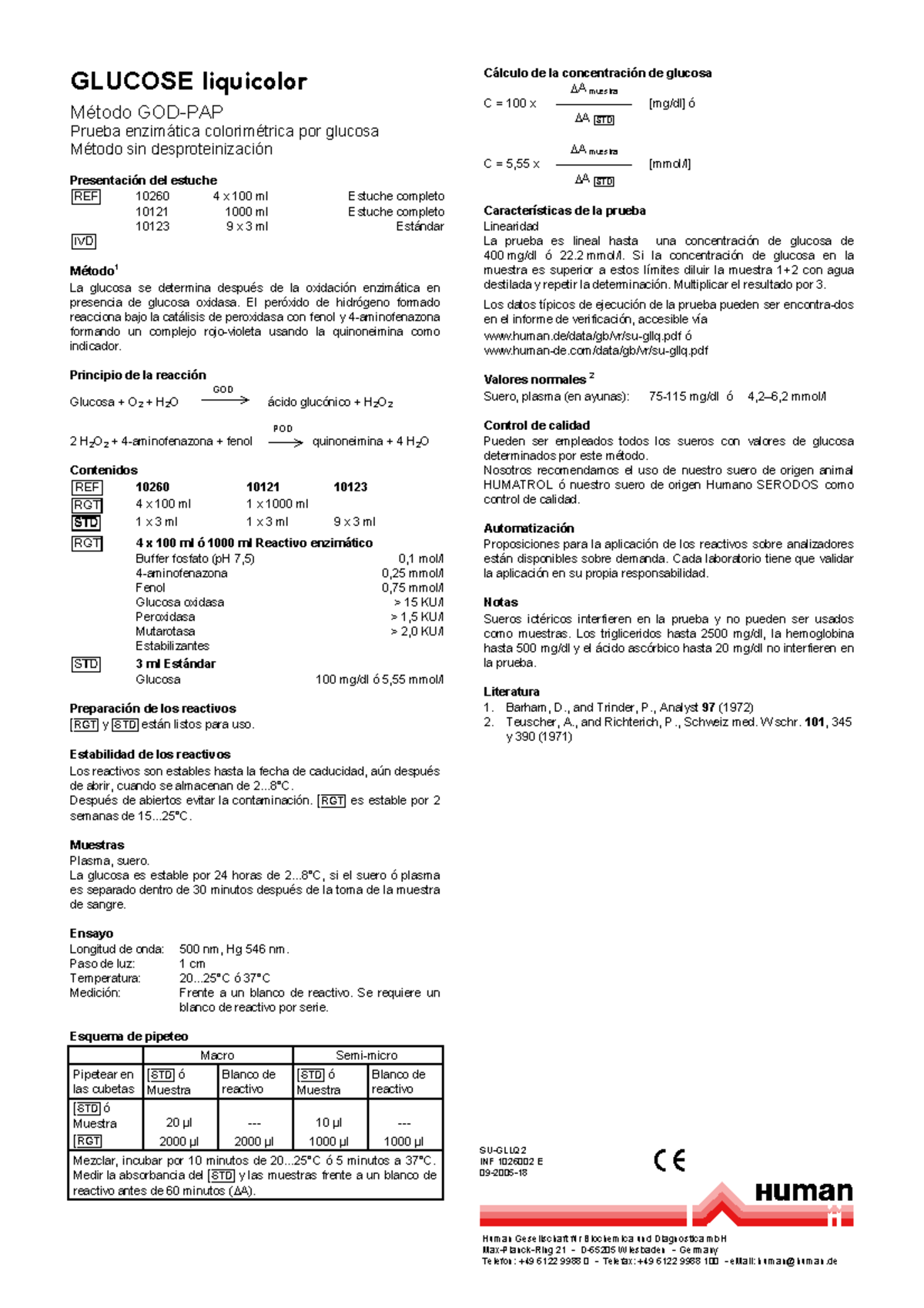Glucosa - Técnica - Human Gesellschaft für Biochemica und Diagnostica ...
