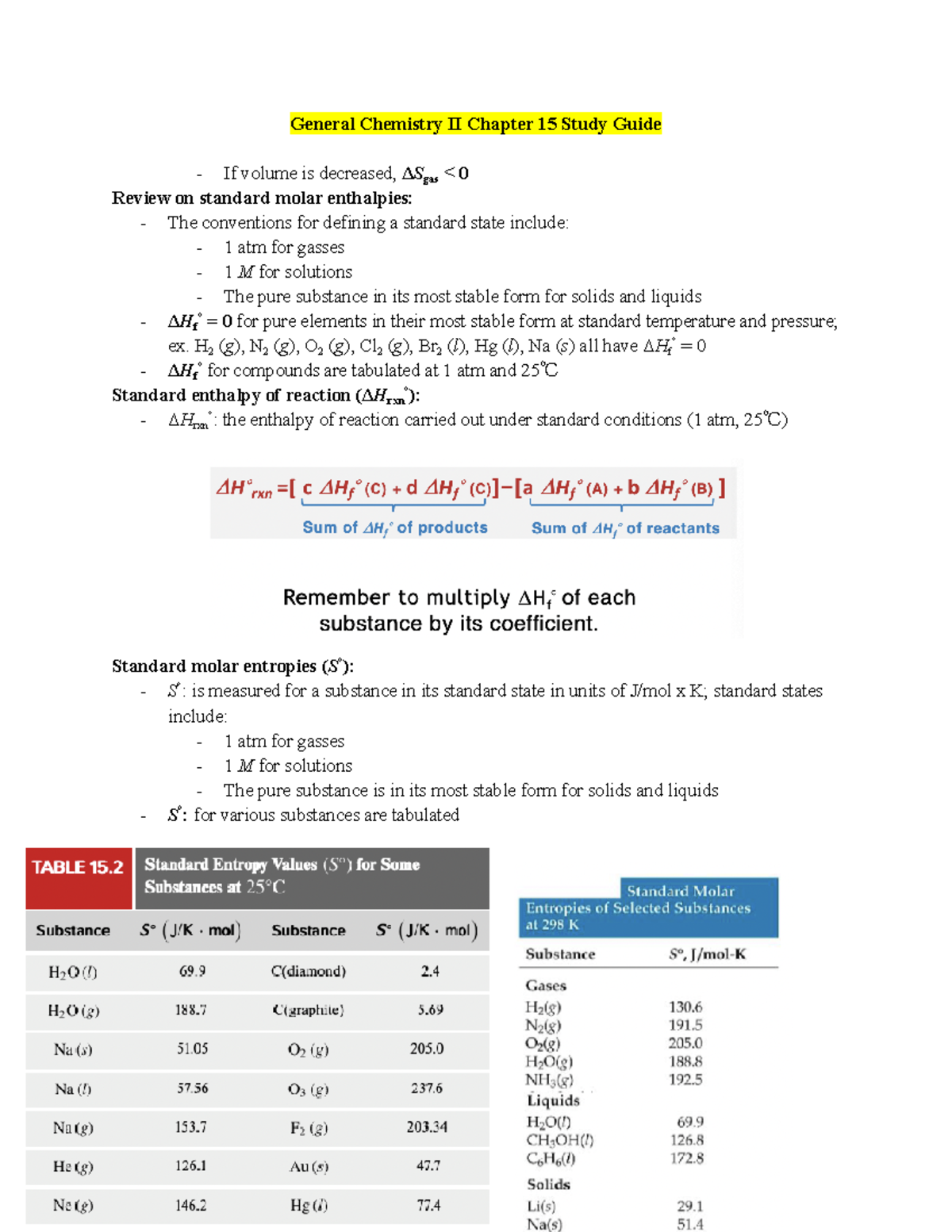 General Chemistry II Chapter 15 Study Guide Pt 10 - General Chemistry ...