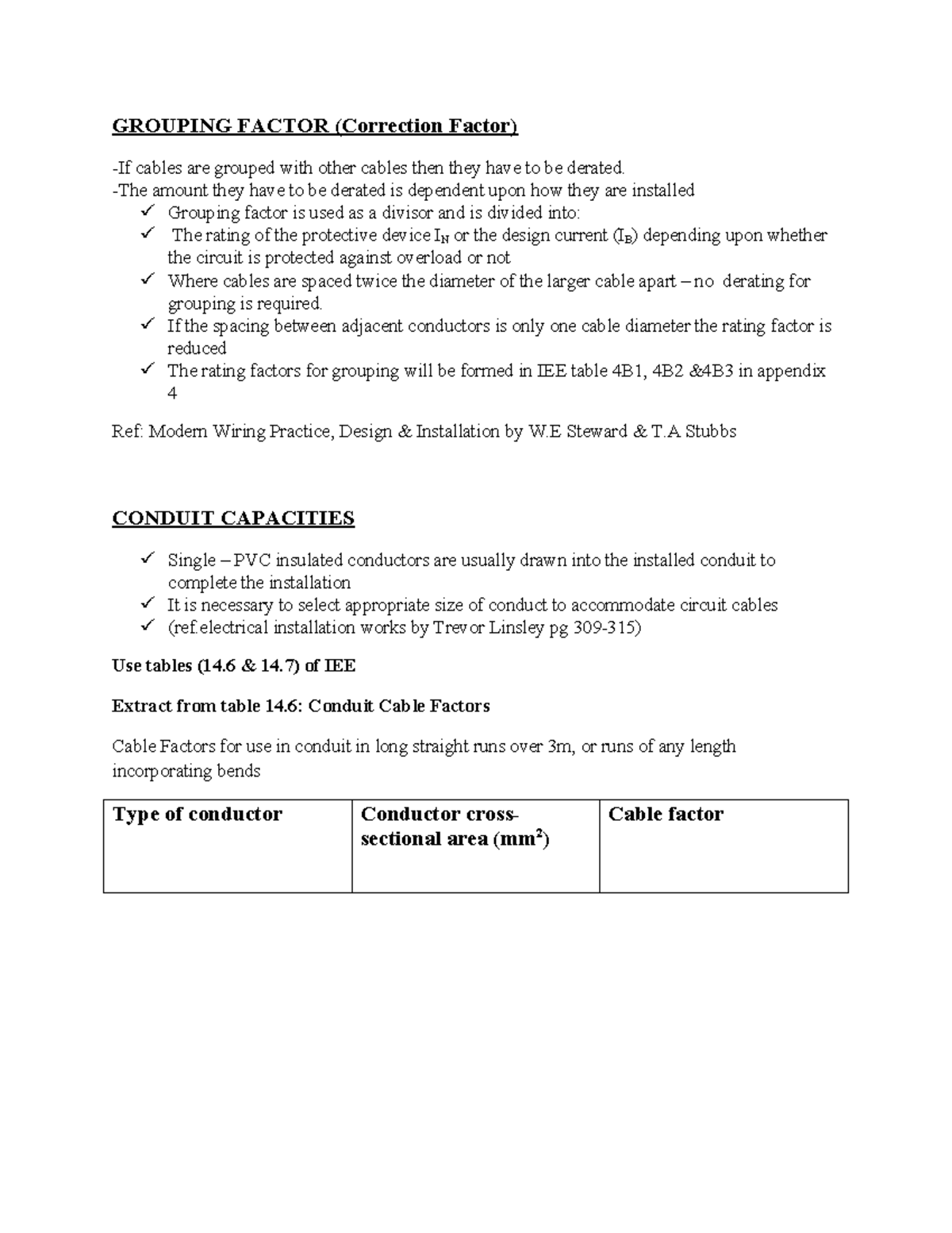 Grouping factor Trunking, Conduit AND Cable SIZE CALC - GROUPING FACTOR ...