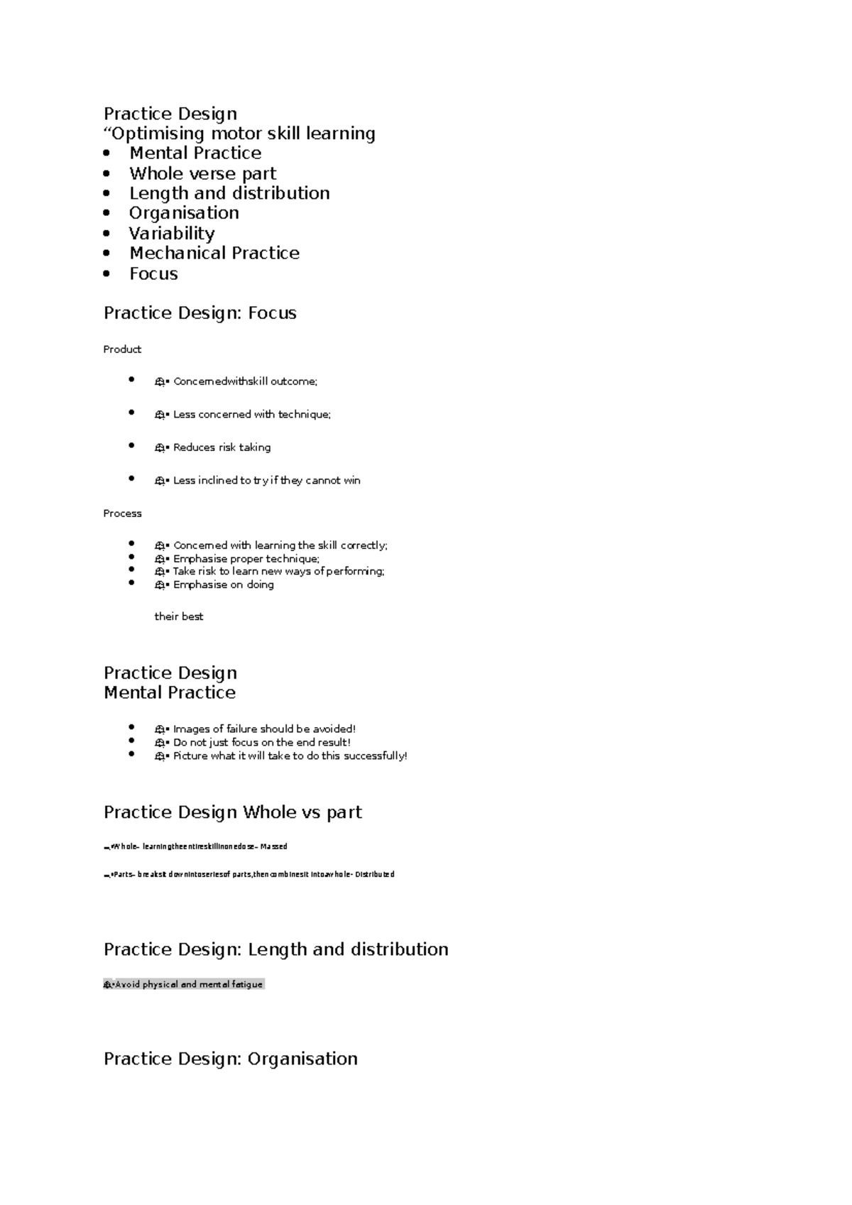 Practice Design Principles - Feedback - Practice Design “Optimising ...