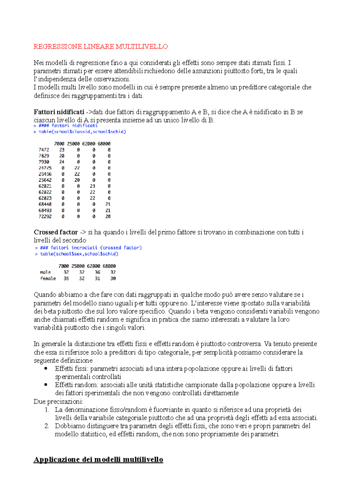 9 - Regressione lineare multilivello - REGRESSIONE LINEARE MULTILIVELLO ...