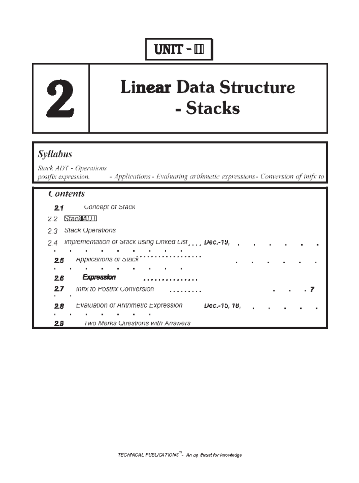 Data Structures-Unit 2 notes - TM TECHNICAL PUBLICATIONS - An up thrust ...