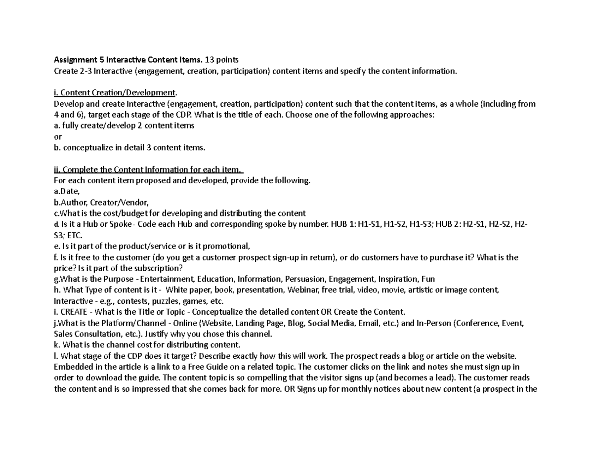 6093 Assignment 5 - Lecture Review - Assignment 5 Interactive Content ...