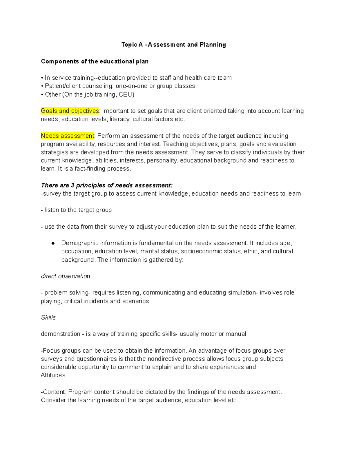 Principles of education and training - Topic A - Assessment and ...