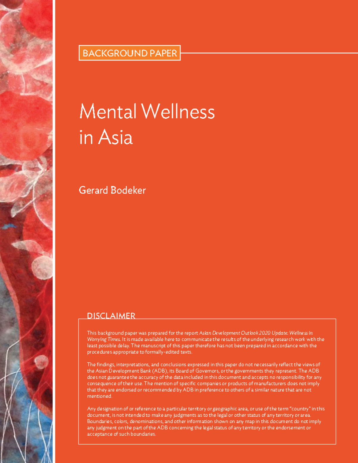 Adou2020bp mental wellness asia - BACKGROUND PAPER Mental Wellness in ...