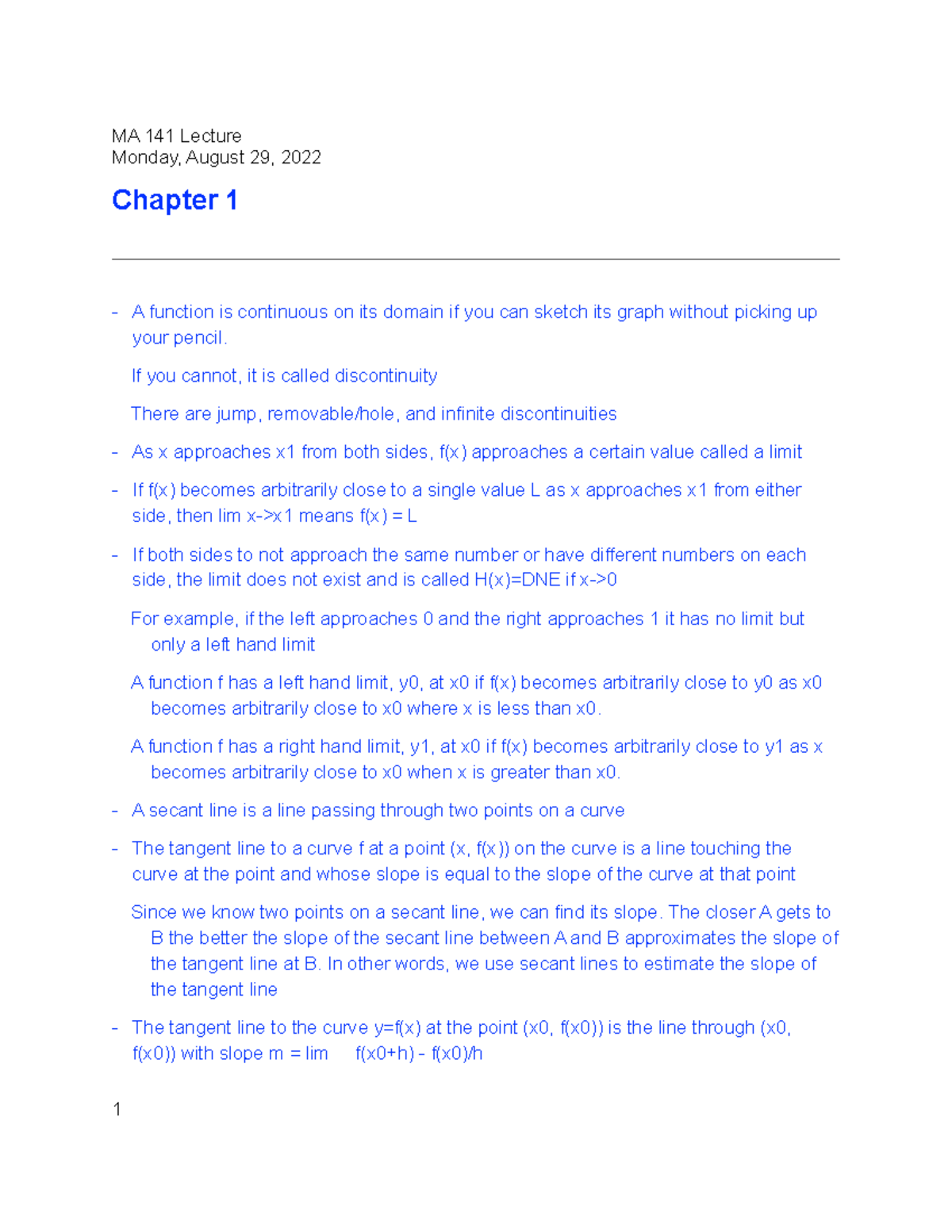MA 141 Lecture Week 2 - Calculus I with Rachel Abel - MA 141 Lecture ...