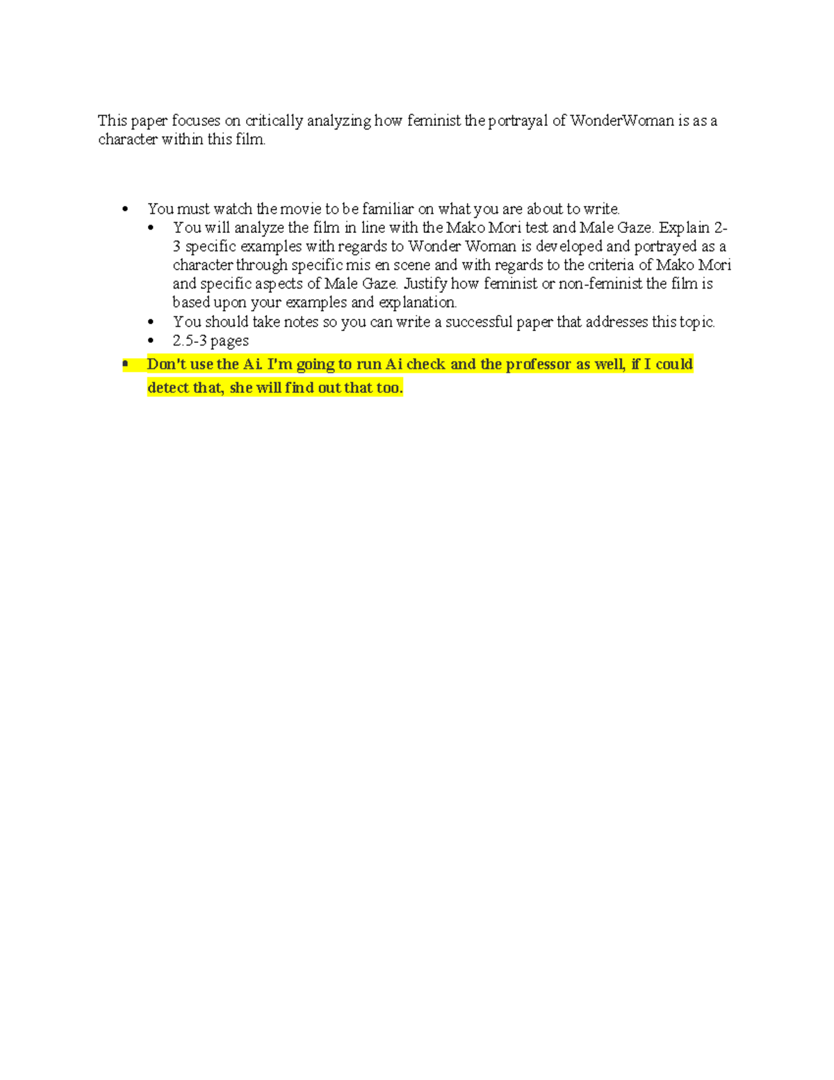 Wonder Woman Instruction - This paper focuses on critically analyzing ...