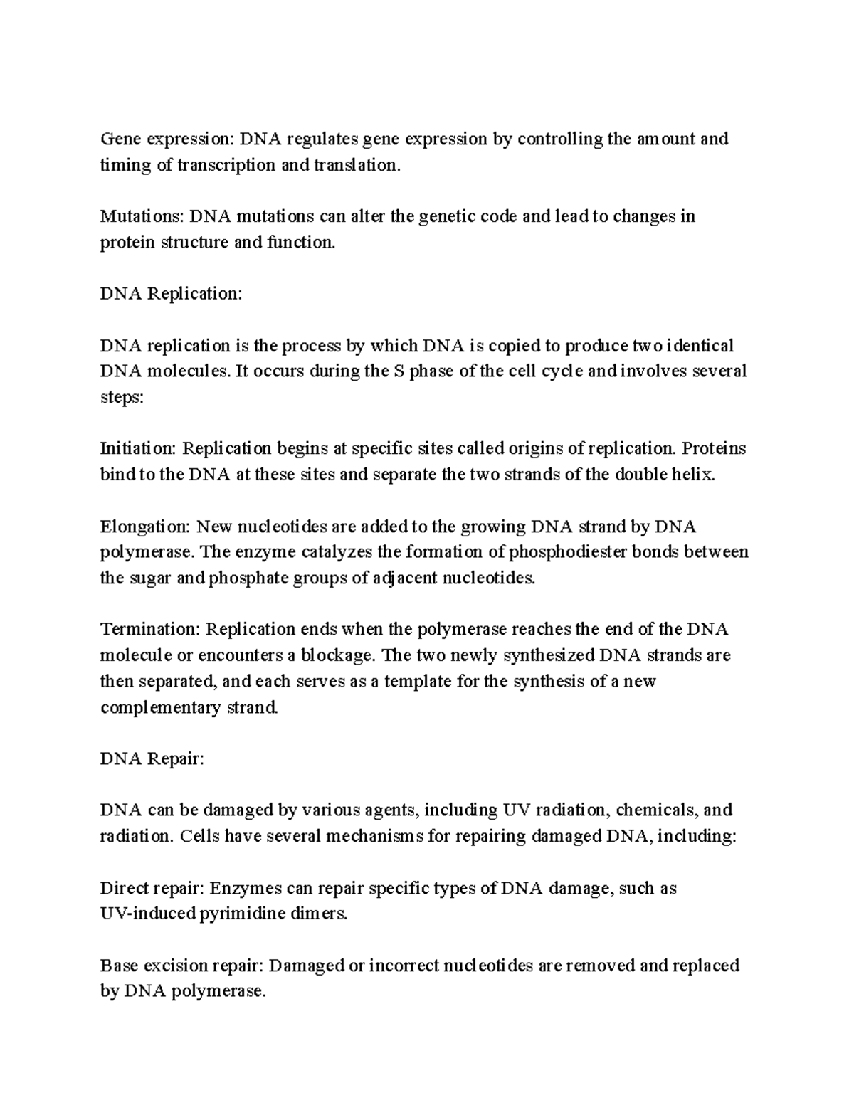 DNA P15 2- Google Docs - DNA NOTES - Gene expression: DNA regulates ...