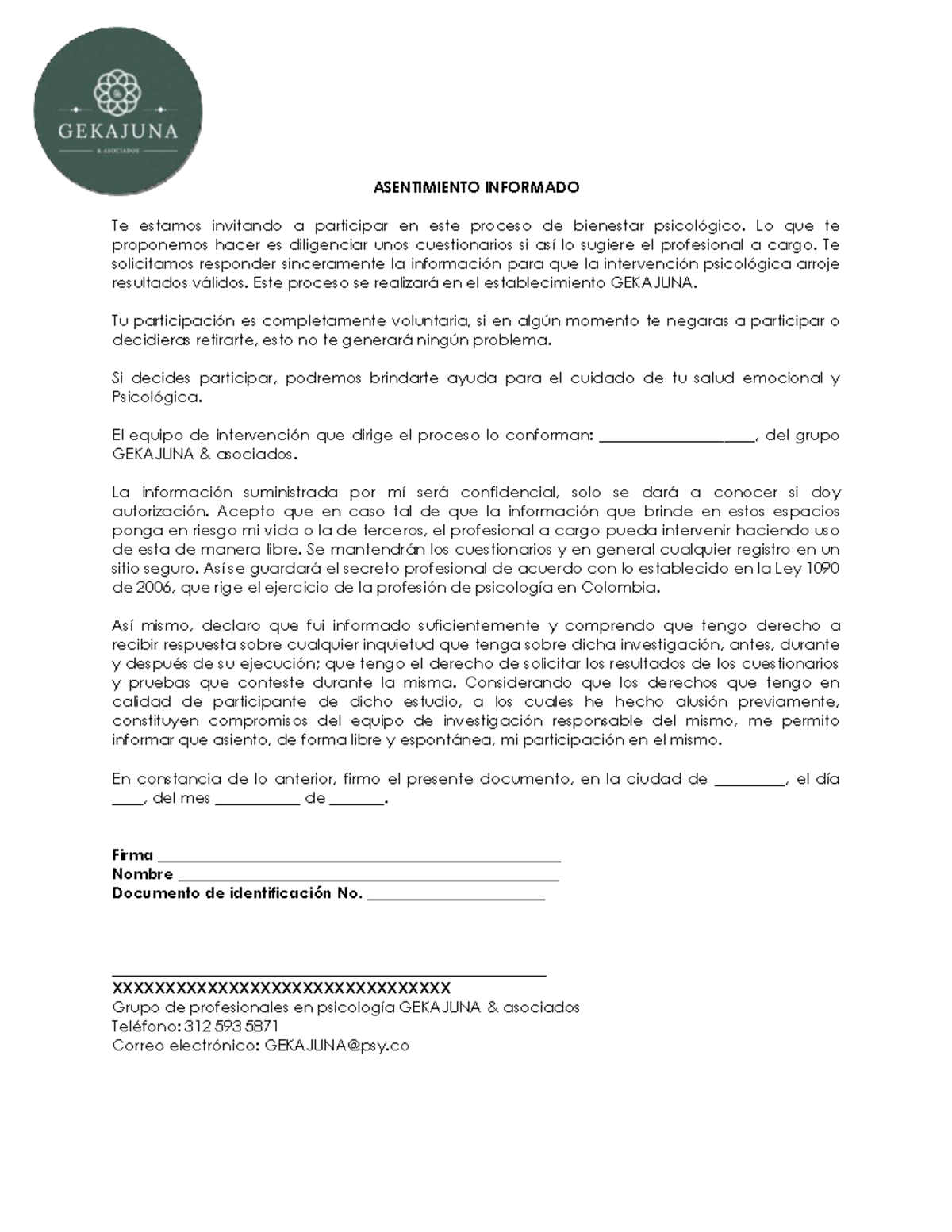 Asentimiento informado - ASENTIMIENTO INFORMADO Te estamos invitando a ...
