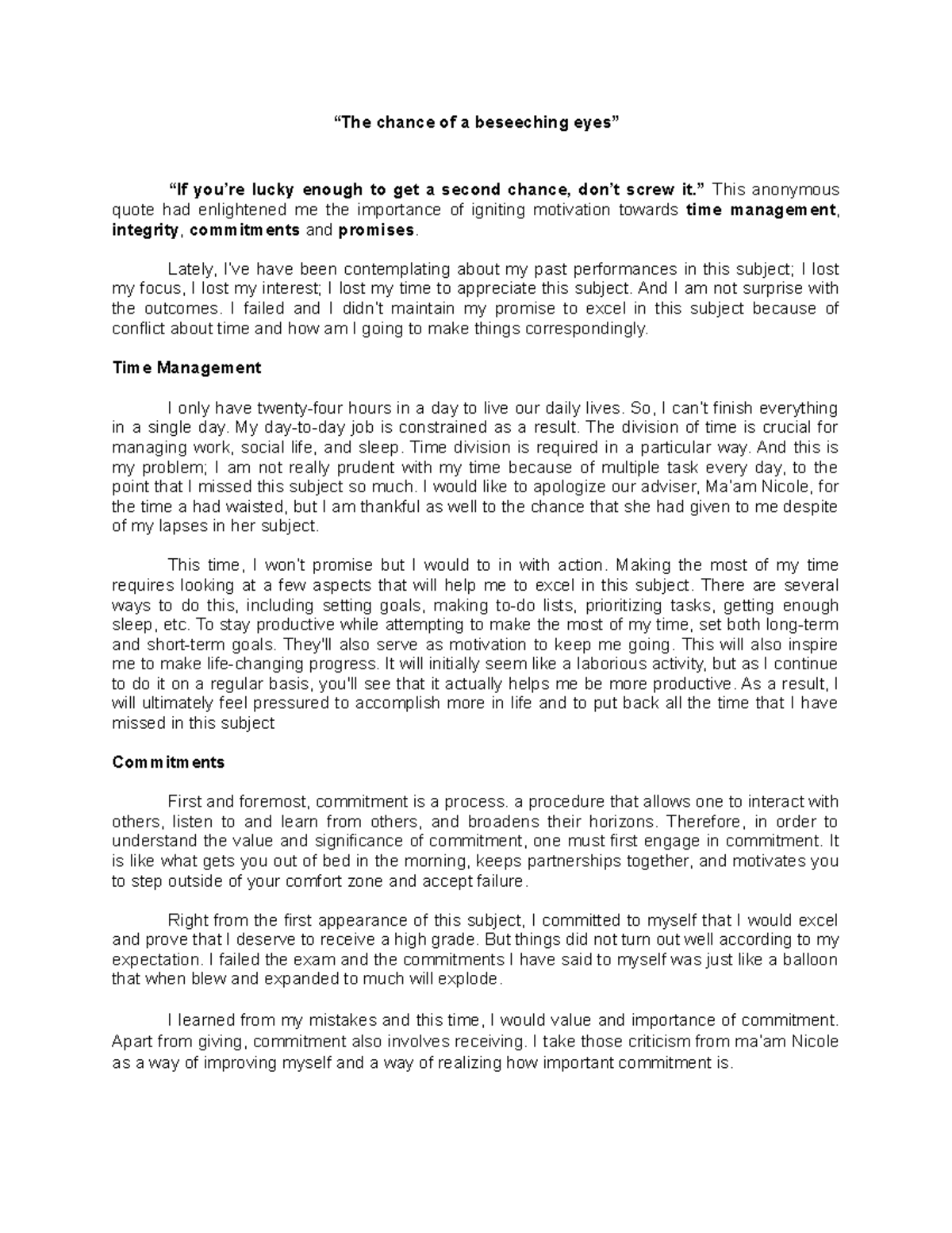 Reflection - as;lkmdflksdjghkidjf - “The chance of a beseeching eyes ...