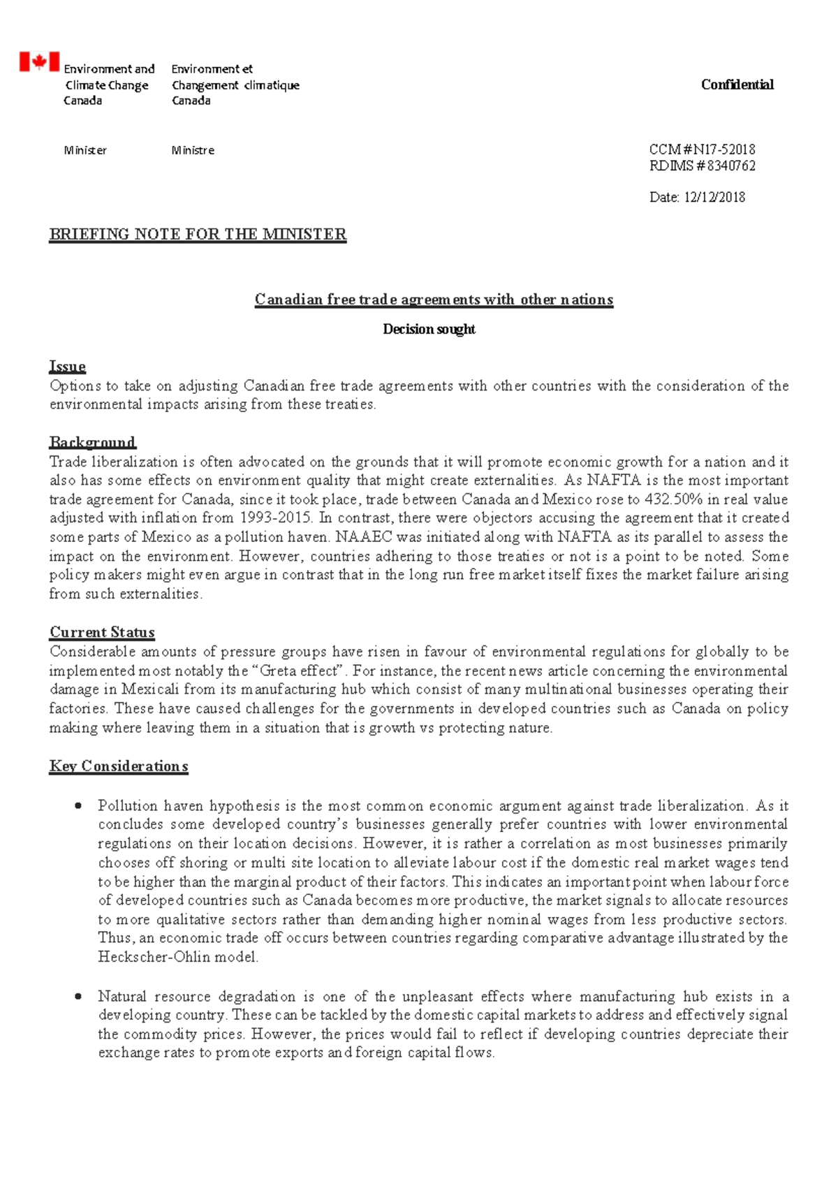 Briefing note 3 sample - Environment and Environment et Climate Change ...