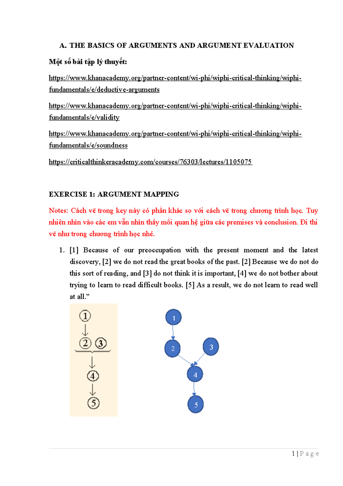 Critical Thinking Practice exercises KEY revised - A. THE BASICS OF ARGUMENTS AND ARGUMENT - Studocu