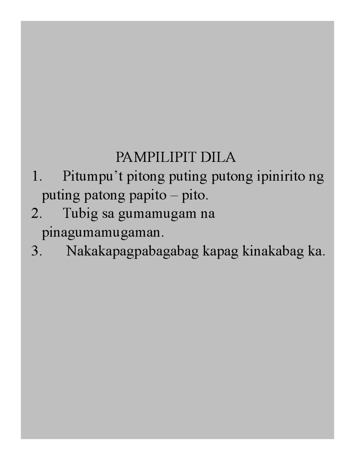 Morpolohiya-2c-Auto Recovered - PAMPILIPIT DILA 1. Pitumpu’t pitong ...