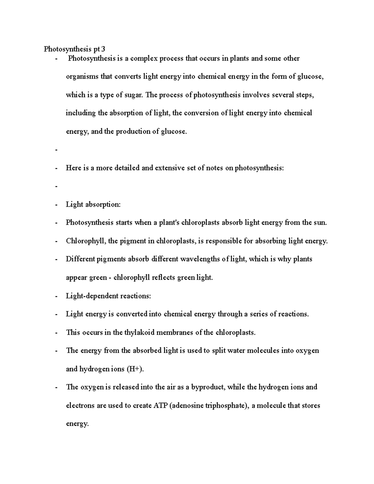 Photosynthesis pt 3 - The process of photosynthesis involves several ...