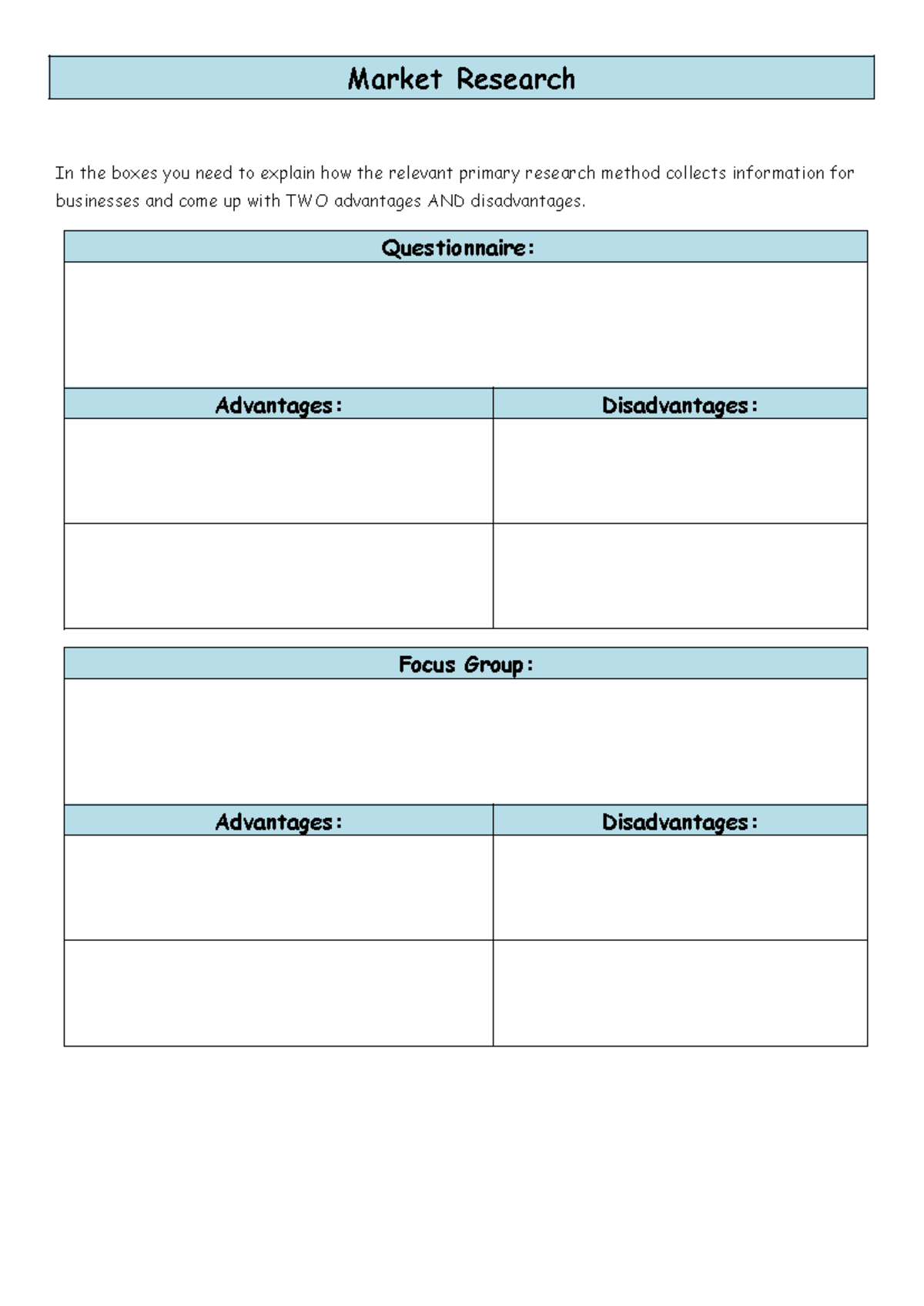 Market-Research-Worksheet - B100 - Market Research In the boxes you ...