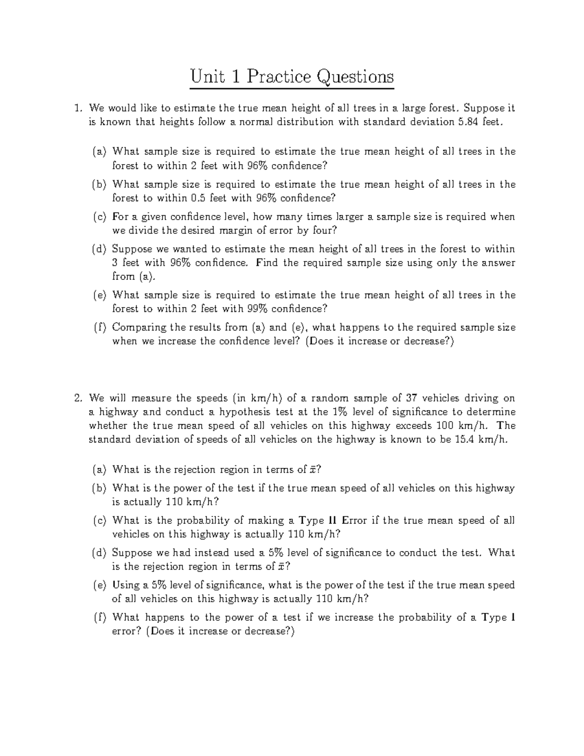 Unit 1 Practice Questions - Unit 1 Practice Questions 1. We would like ...