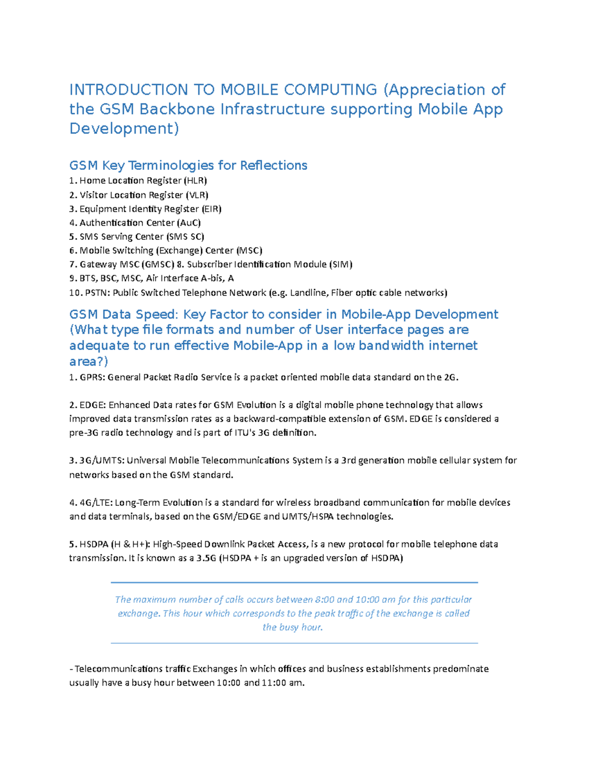 Introduction TO Mobile Computing - INTRODUCTION TO MOBILE COMPUTING (Appreciation of the GSM ...