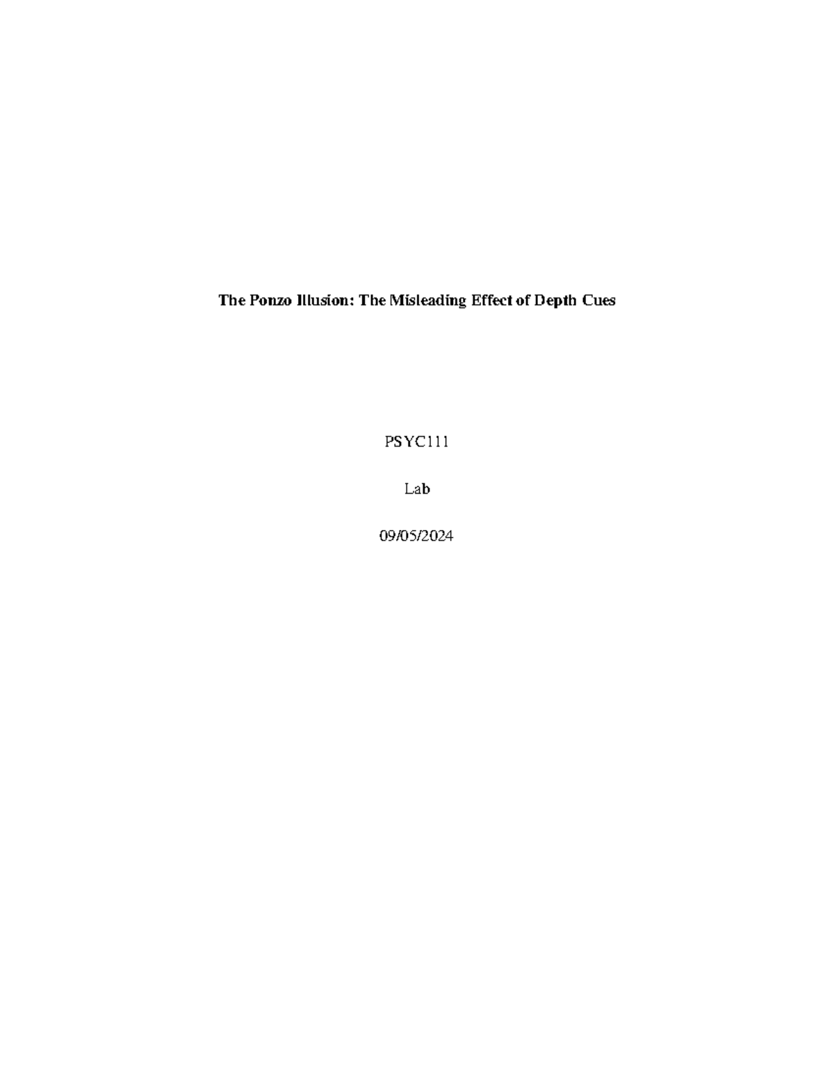 Depth Perception Lab Report - The Ponzo Illusion: The Misleading Effect ...