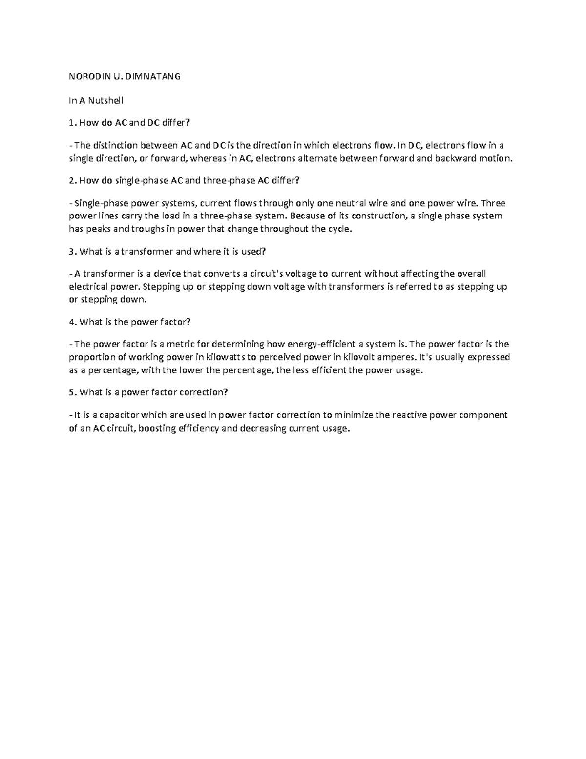 BCE324 In a nutshell ACTIVITY - NORODIN U. DIMNATANG In A Nutshell How ...