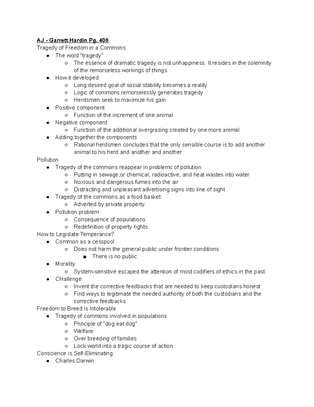 AJ - Garrett Hardin Pg - The Professors name is Chris Kendall - AJ ...