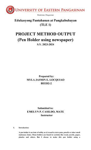 Lesson-Plan-EPP4 Tungkulin sa sarili-Locquiao - BEED - Block 2 - Binalonan, Pangasinan ...