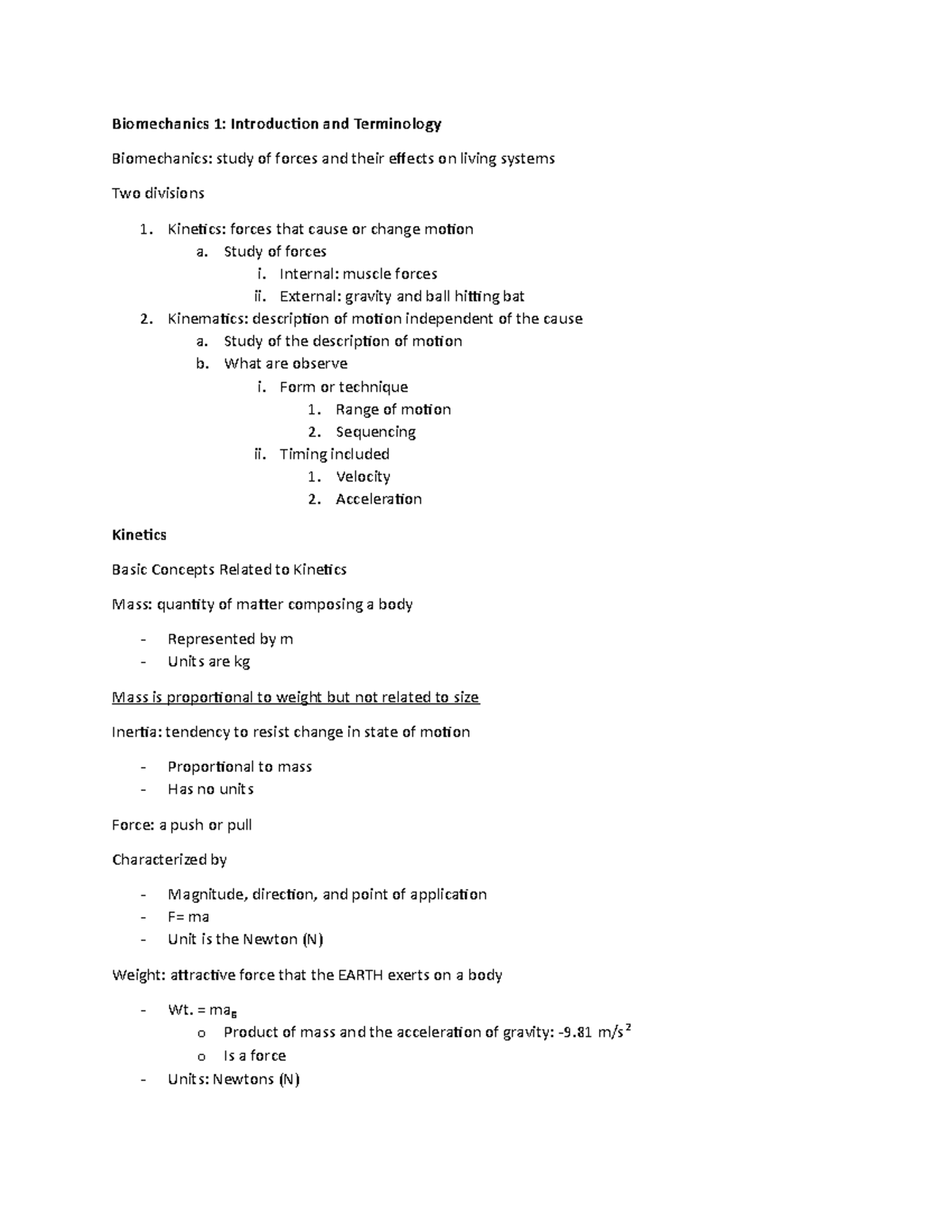 Intro to Ex Sci Biomechanics 1 - Biomechanics 1: Introduction and ...