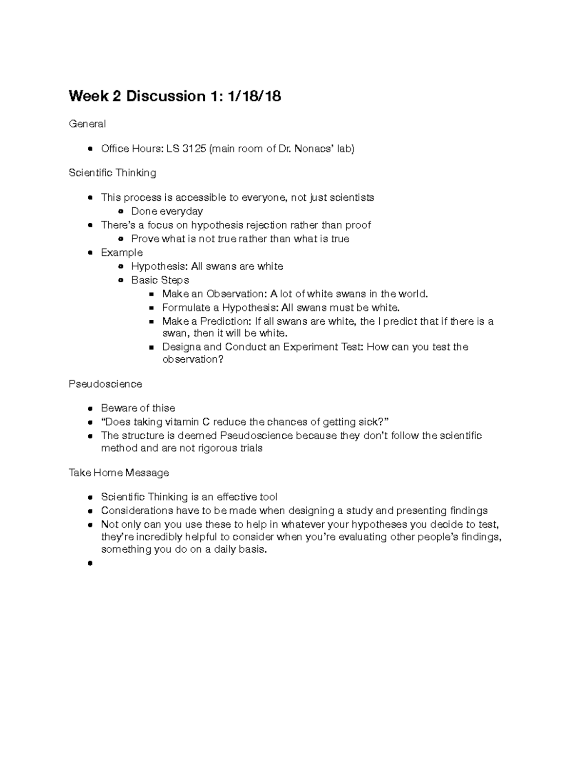 Life Sci 15 - Week 2 Discussion 1 - Discussion Notes - Week 2 ...