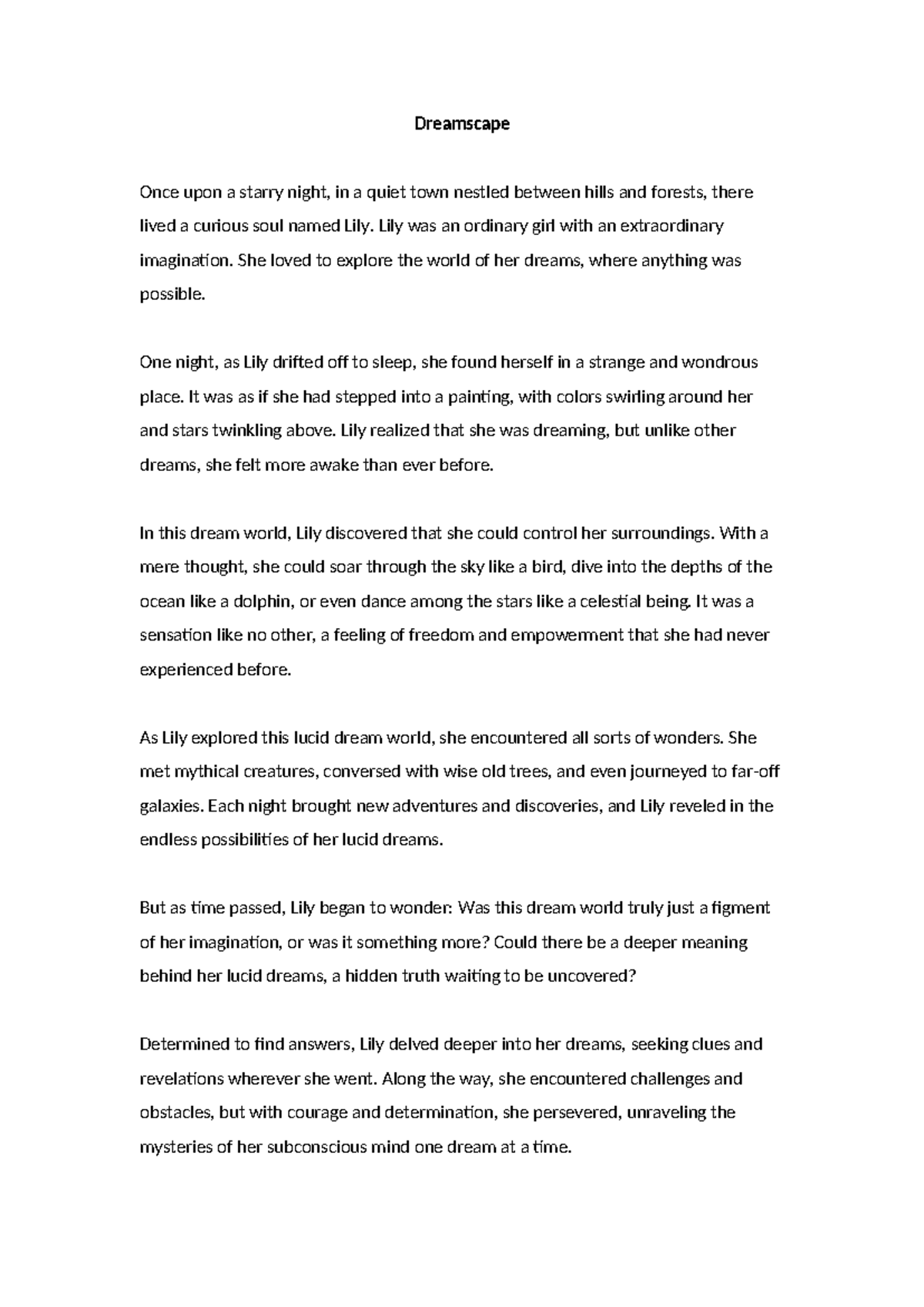 Dreamscape - Dreamscape Once upon a starry night, in a quiet town ...